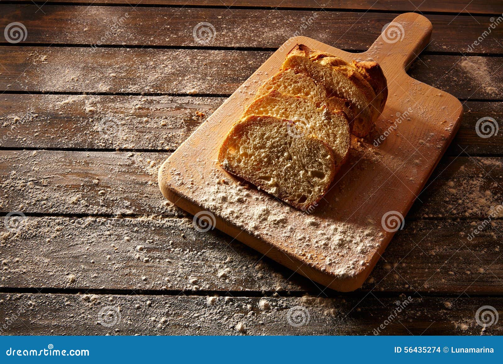 Bread Sliced Loaf on Wooden Board in Rustic Wood Stock Photo - Image of board, lunch: 56435274