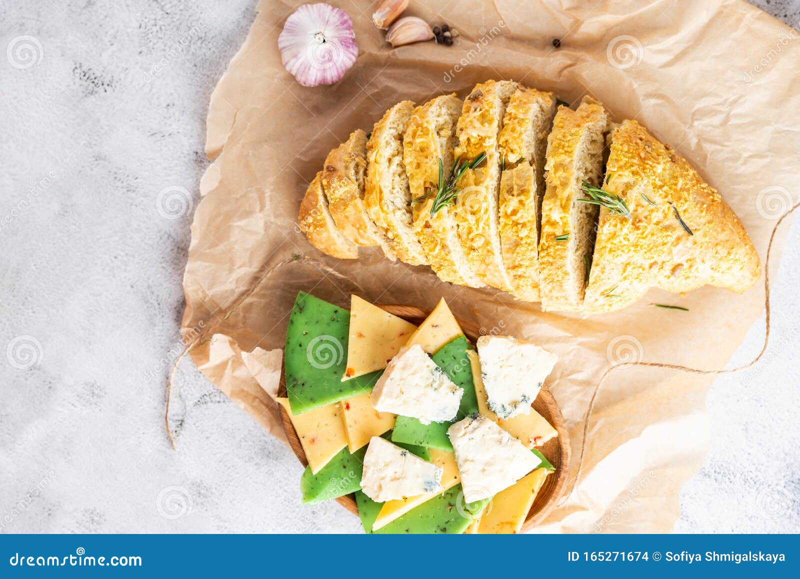 Bread Sliced Cheese is on a Plate Stock Photo - Image of loaf, baked ...