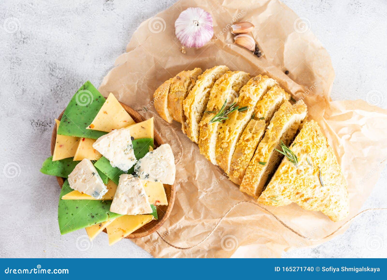 Bread Sliced Cheese is on a Plate Stock Photo - Image of baked ...