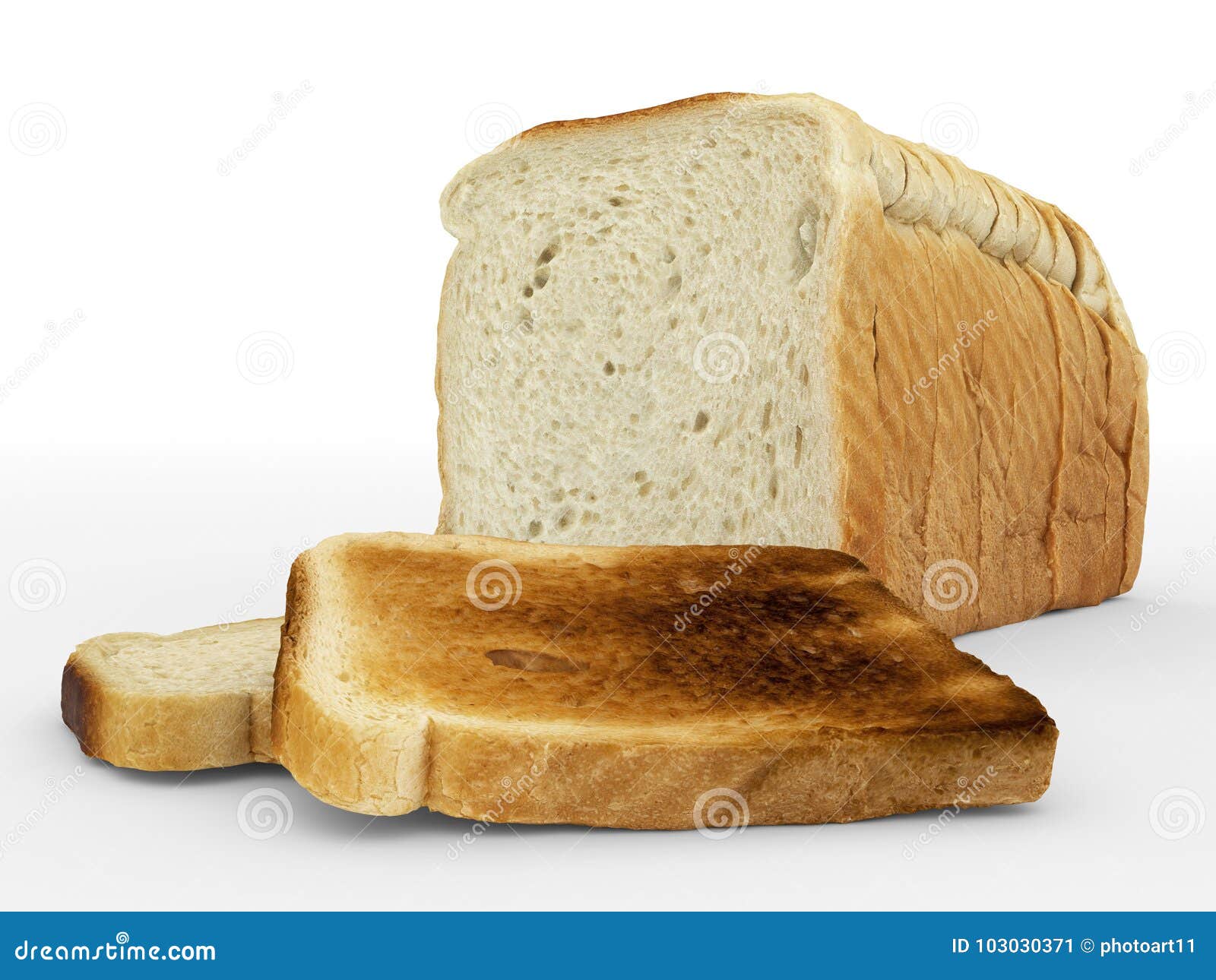Bread Sliced - Toast - Arrangement Isolated on White Stock Illustration ...
