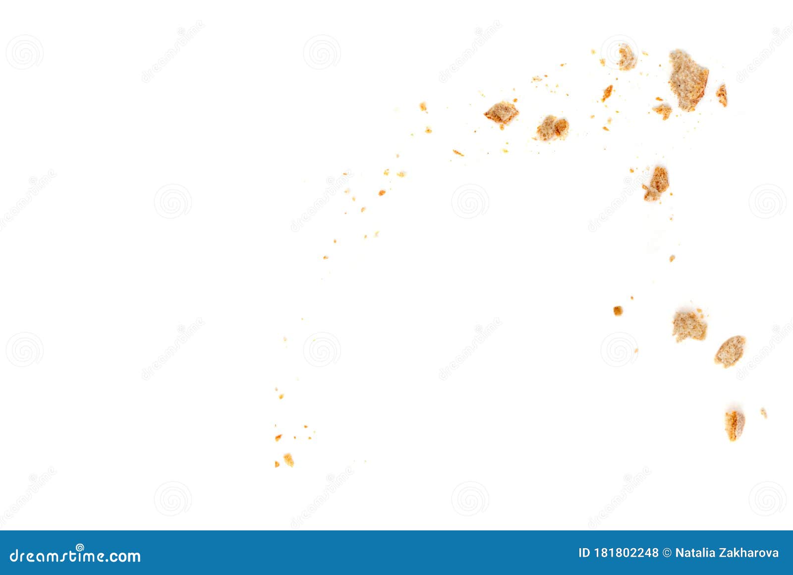 Bread Slices and Crumbs Isolated on White Background. Top View Stock ...