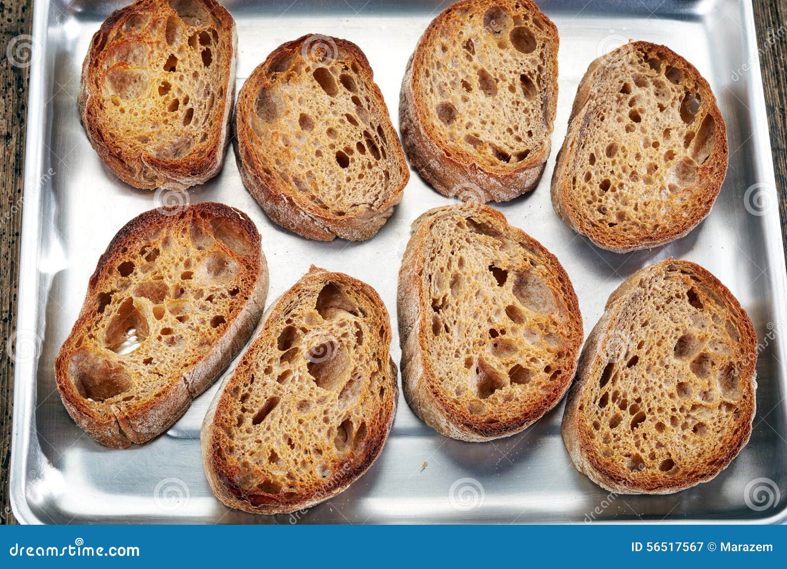 Bread slices on pan stock image. Image of bake, breakfast - 56517567