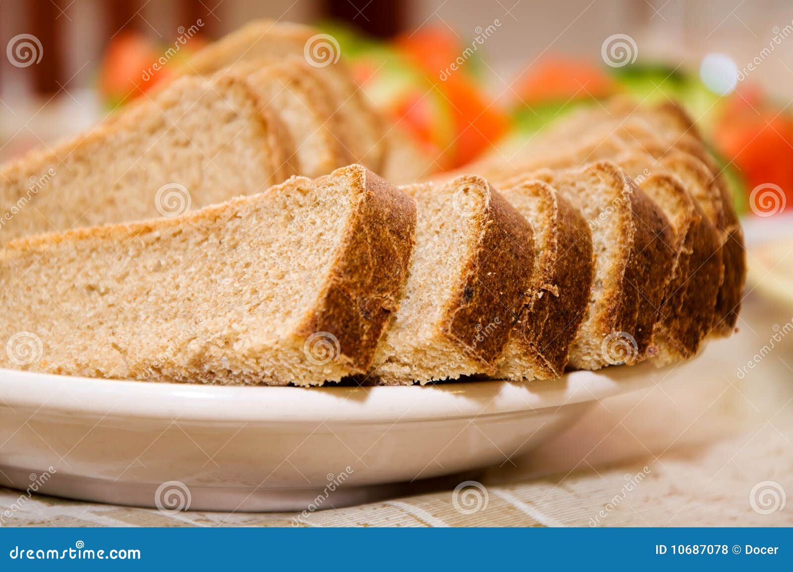 Bread slices on a plate stock photo. Image of bread, plate - 10687078