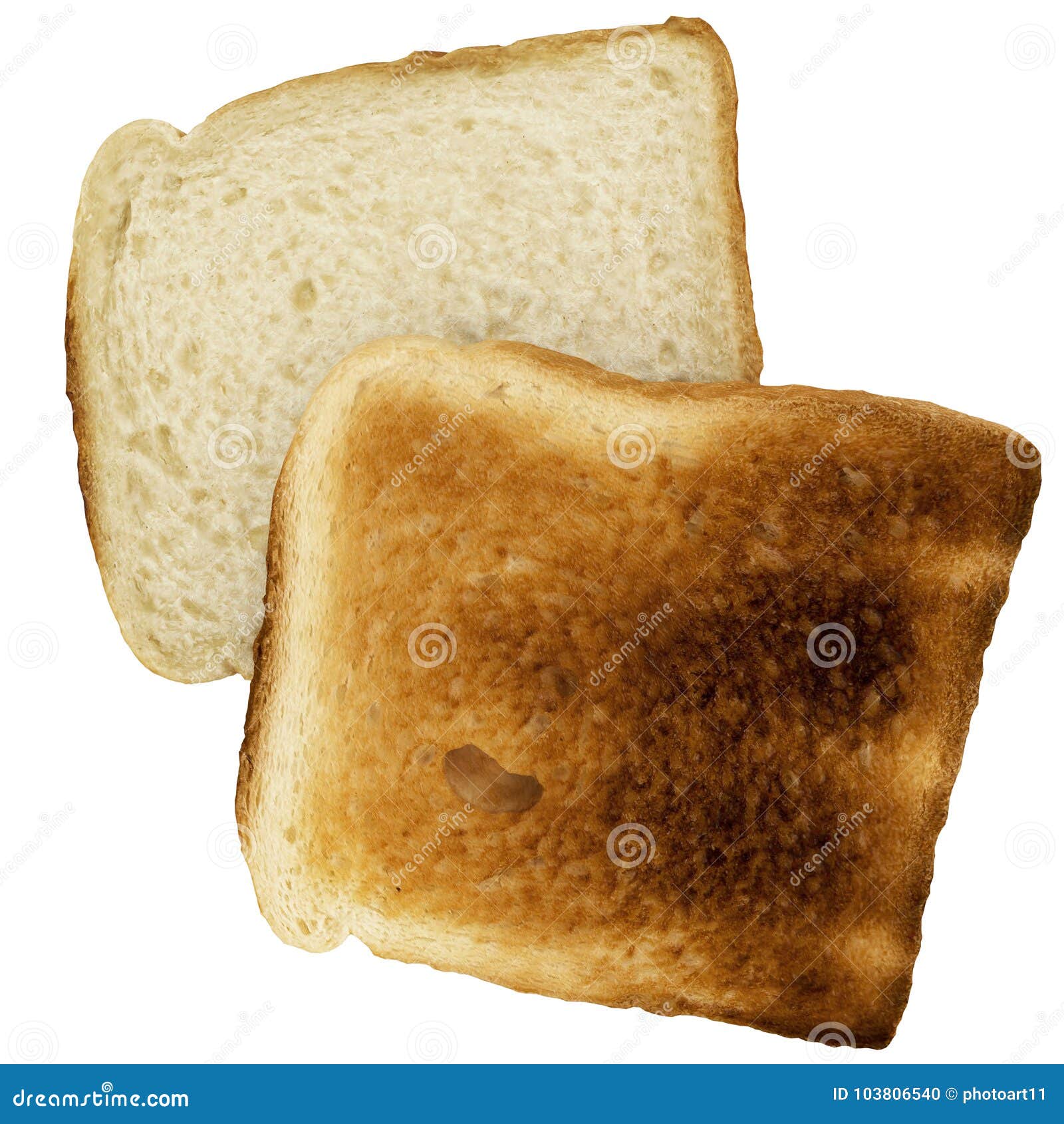 Bread Slices - Toast Pair Top View - on White Stock Photo - Image of ...