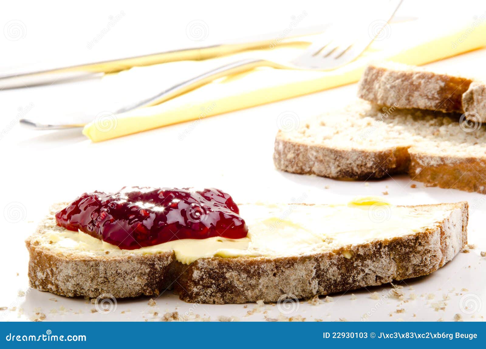 Bread Spread with Cranberry Jam Stock Image - Image of health ...