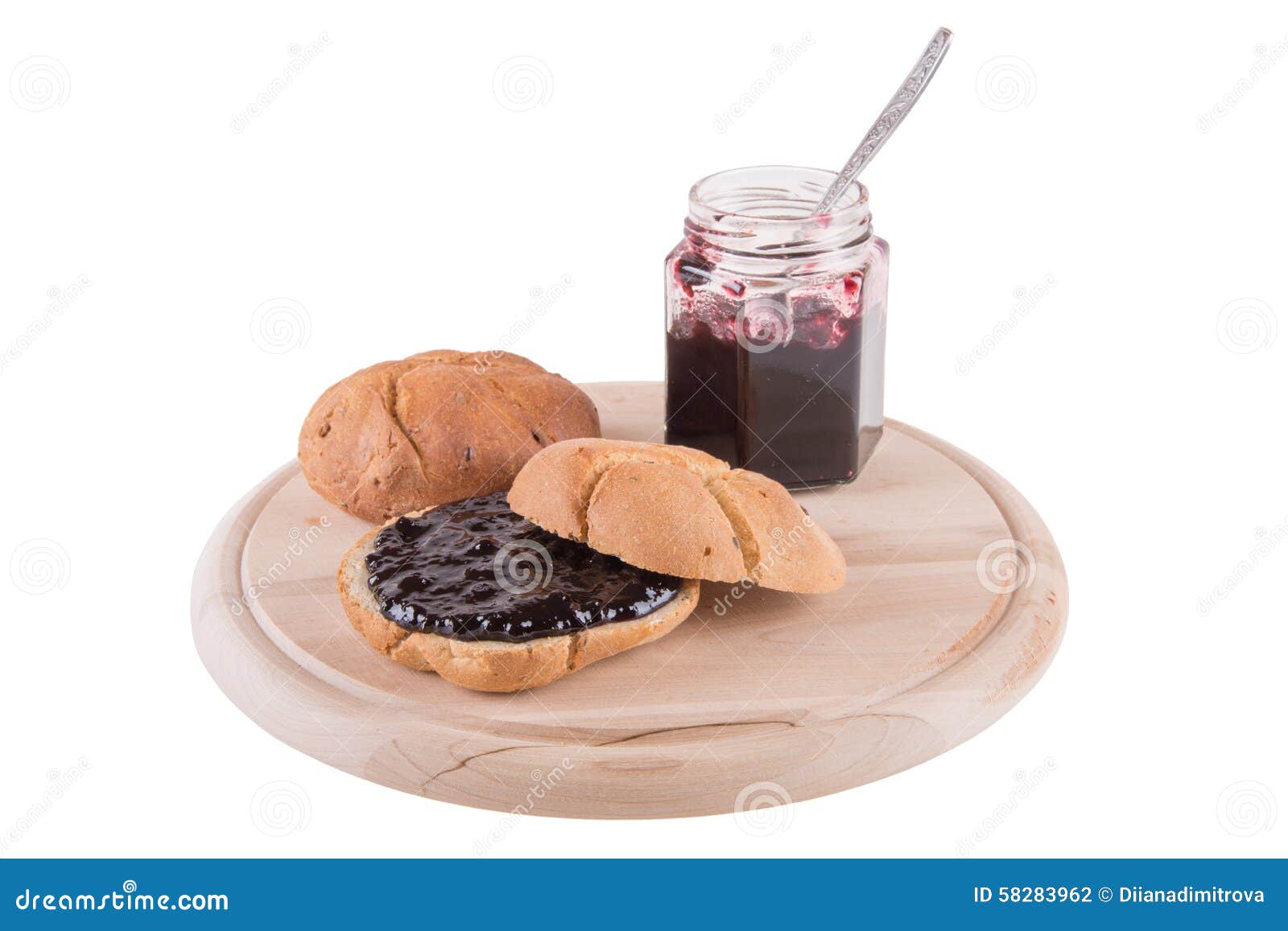 Bread Spread with Jam Arranged on Kitchen Board Stock Photo - Image of ...