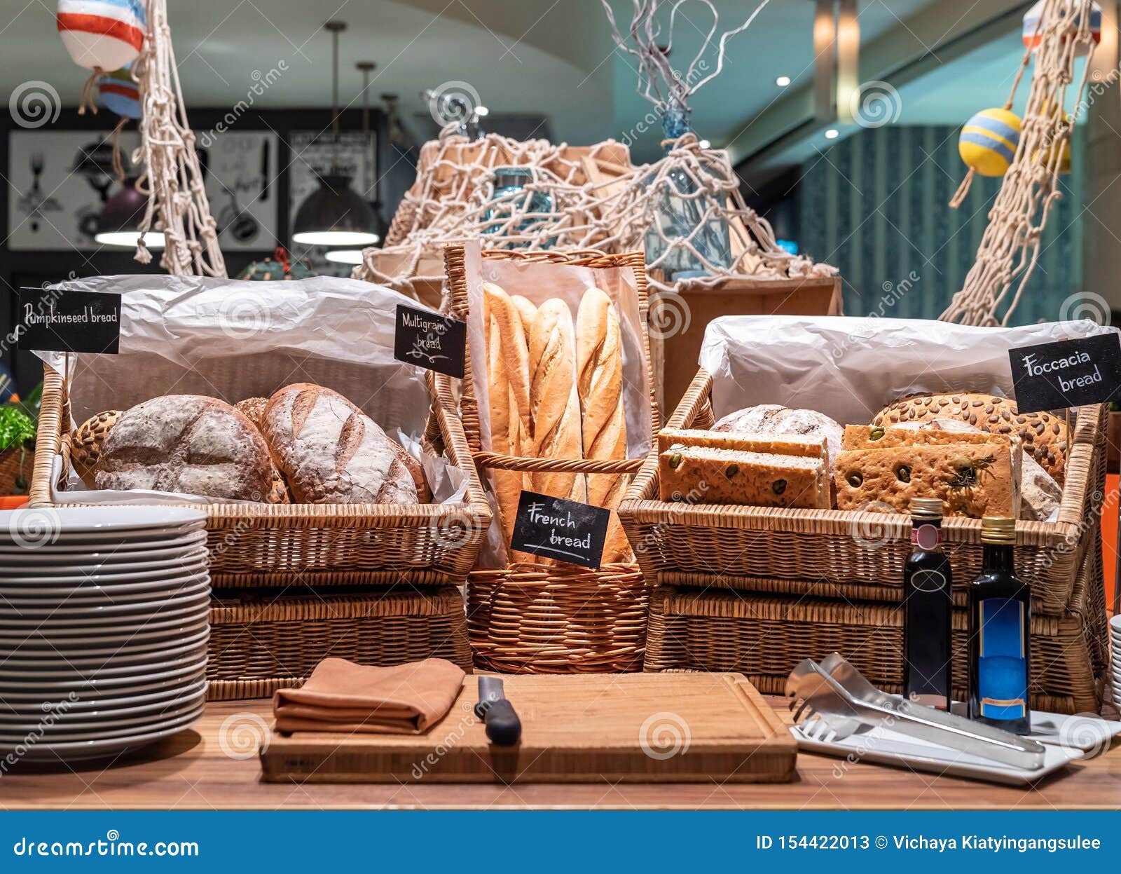 Bread Station stock image. Image of pastry, bakery, fresh - 154422013