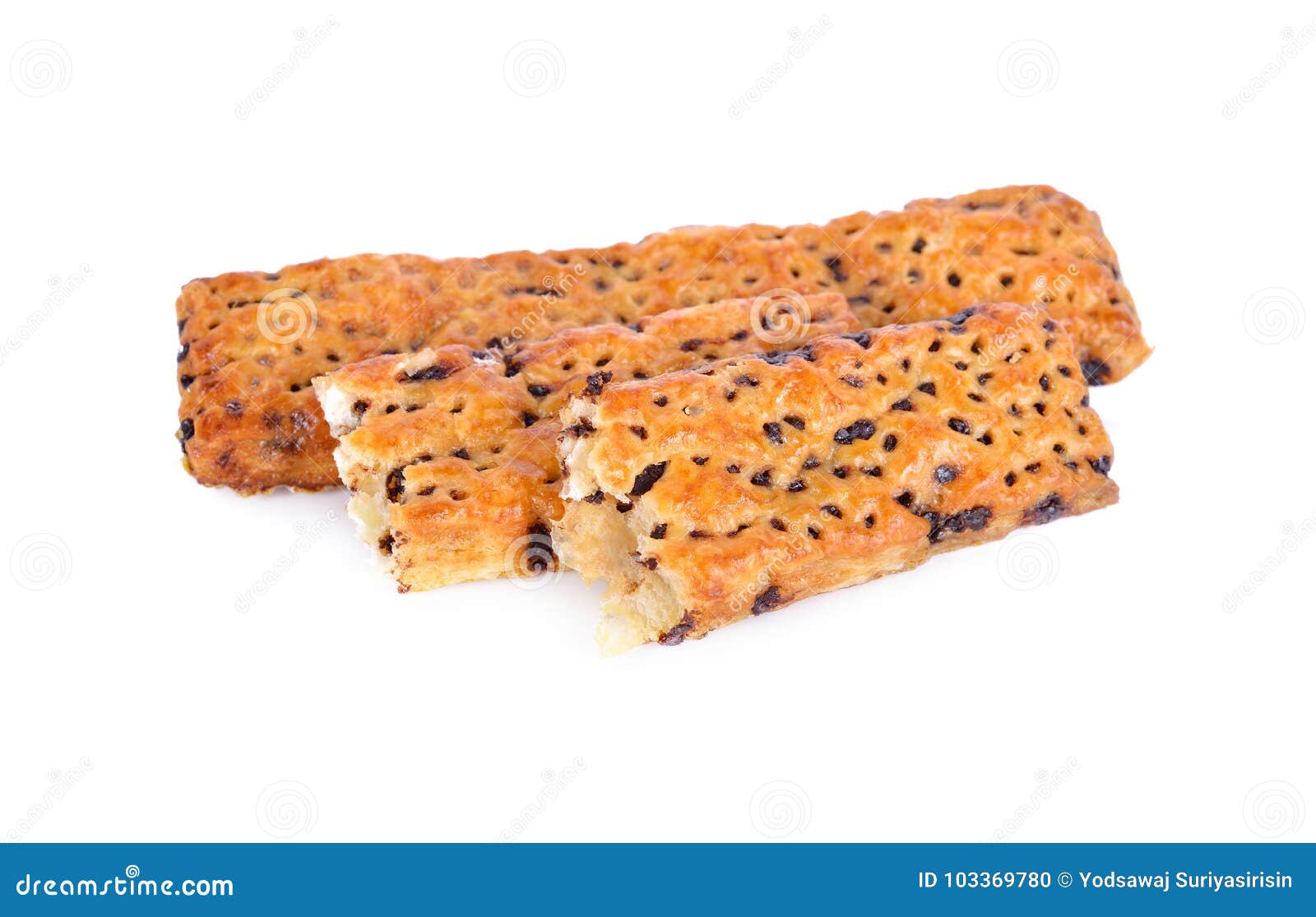 Bread Sticks with Chocolate Chip on White Background Stock Photo ...