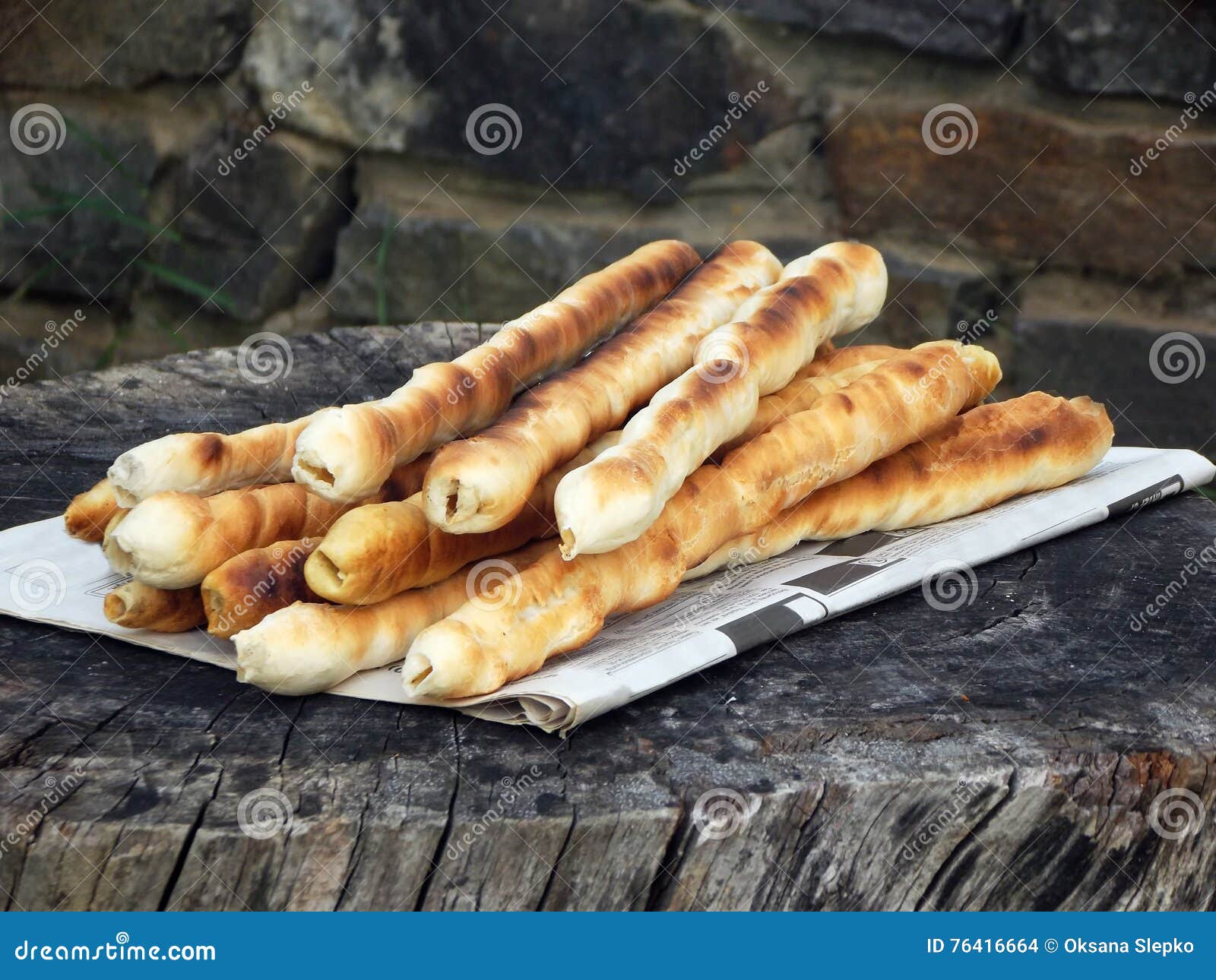 Bread Sticks of Dough Cooked on a Fire. Stock Photo - Image of grissini ...