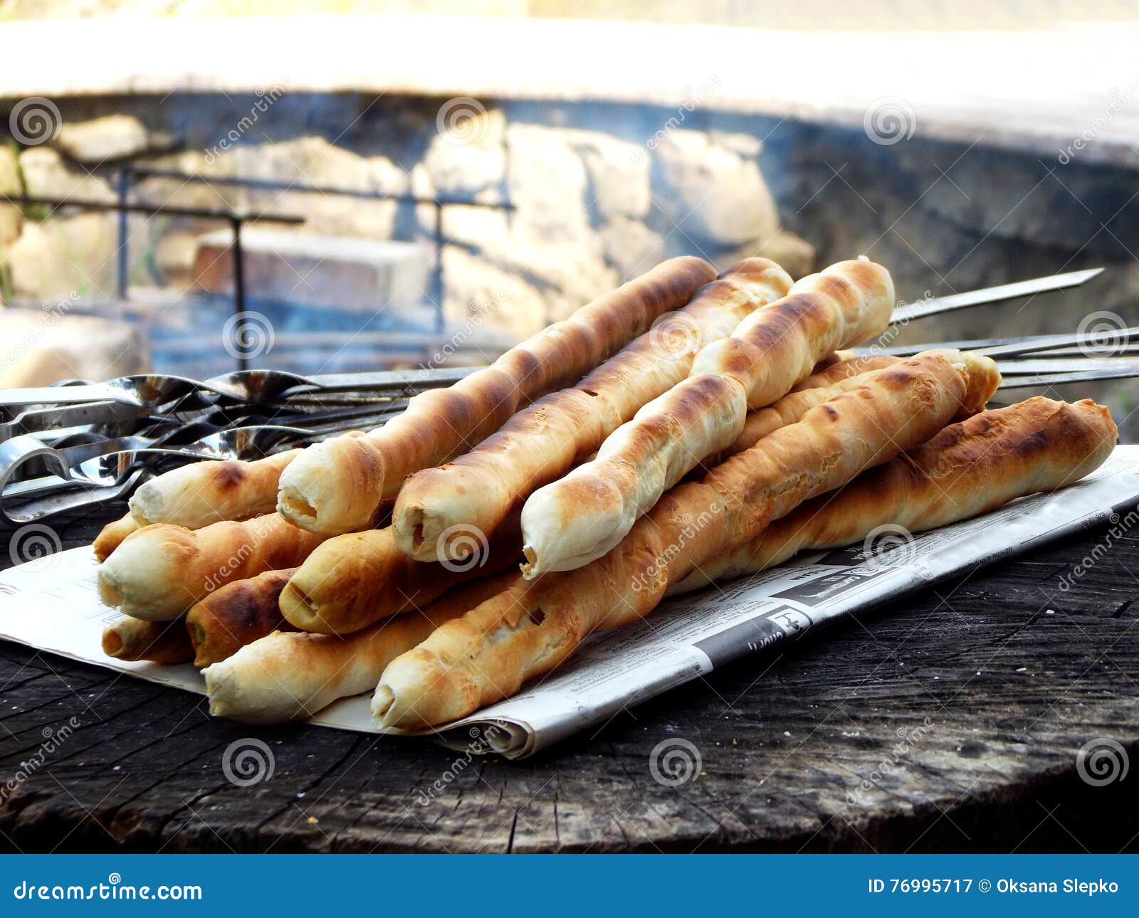 Bread Sticks of Dough Cooked on a Fire. Stock Image - Image of sticks ...