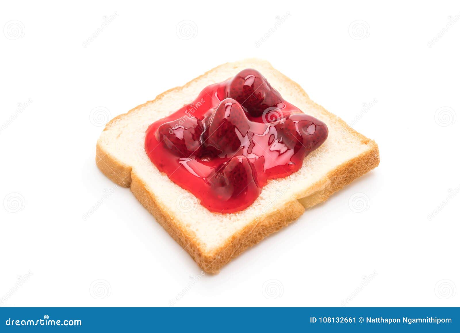 Bread with strawberry jam stock image. Image of juicy - 108132661