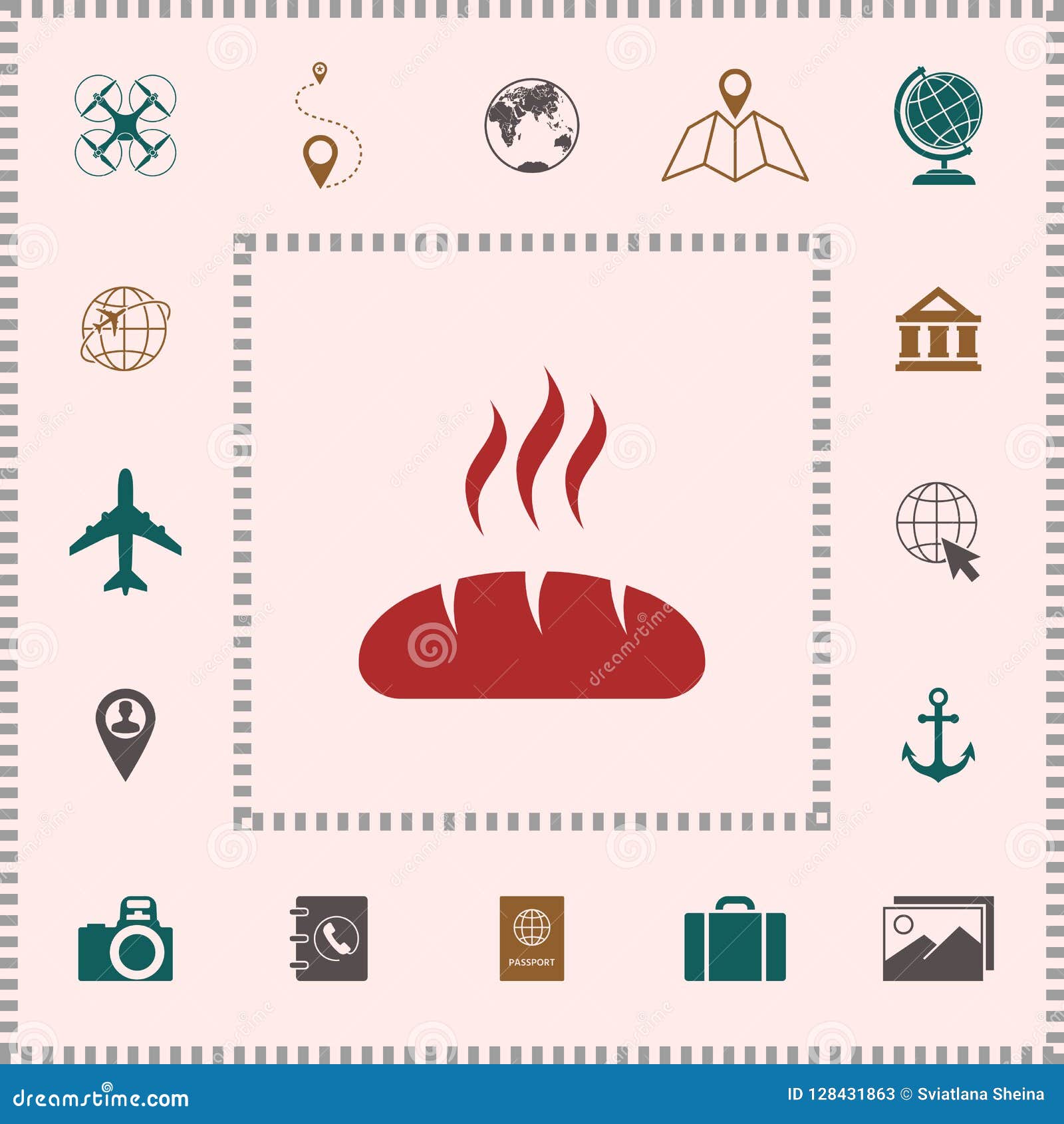 Bread symbol icon stock vector. Illustration of design - 128431863