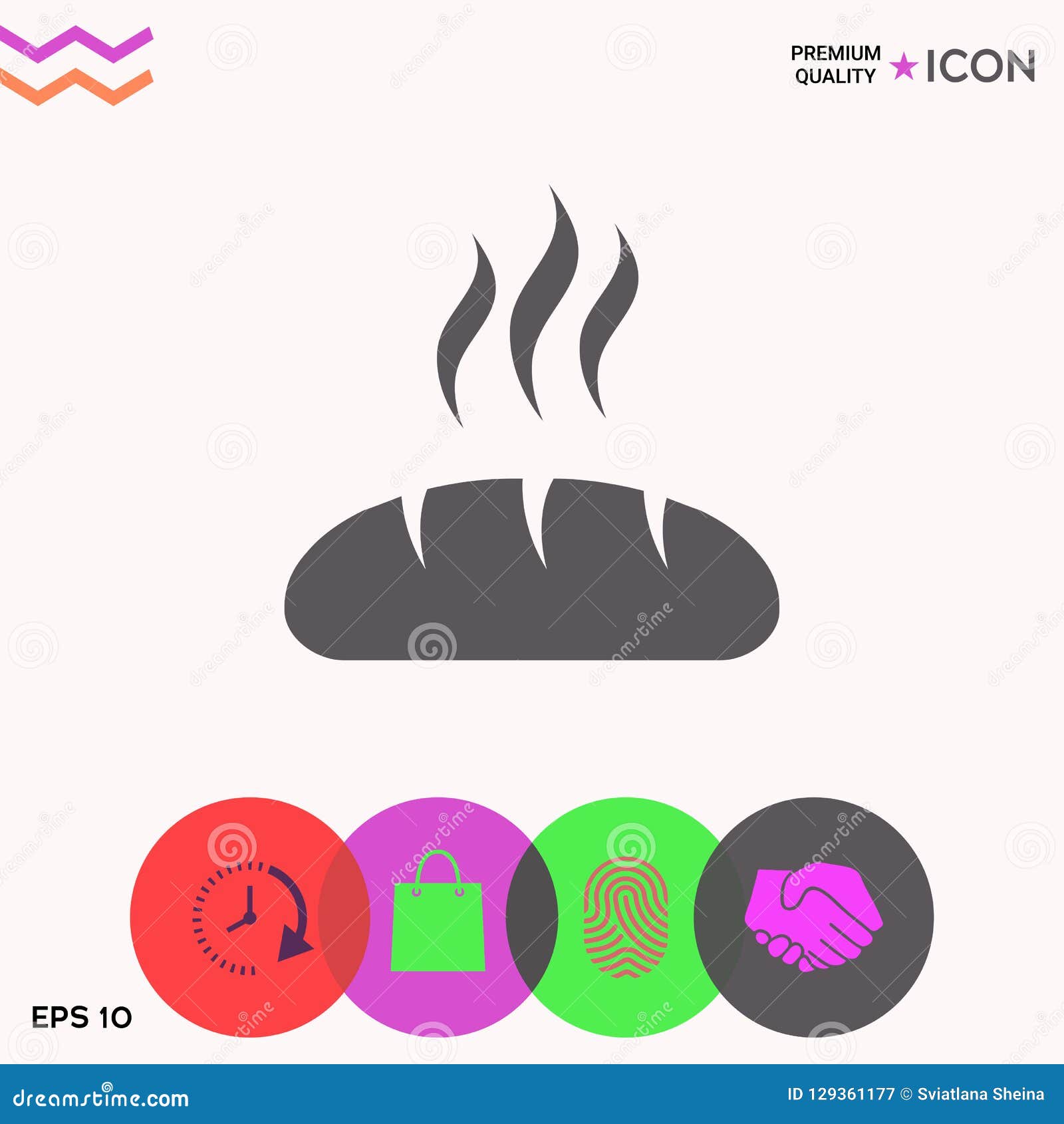 Bread symbol icon stock vector. Illustration of symbol - 129361177