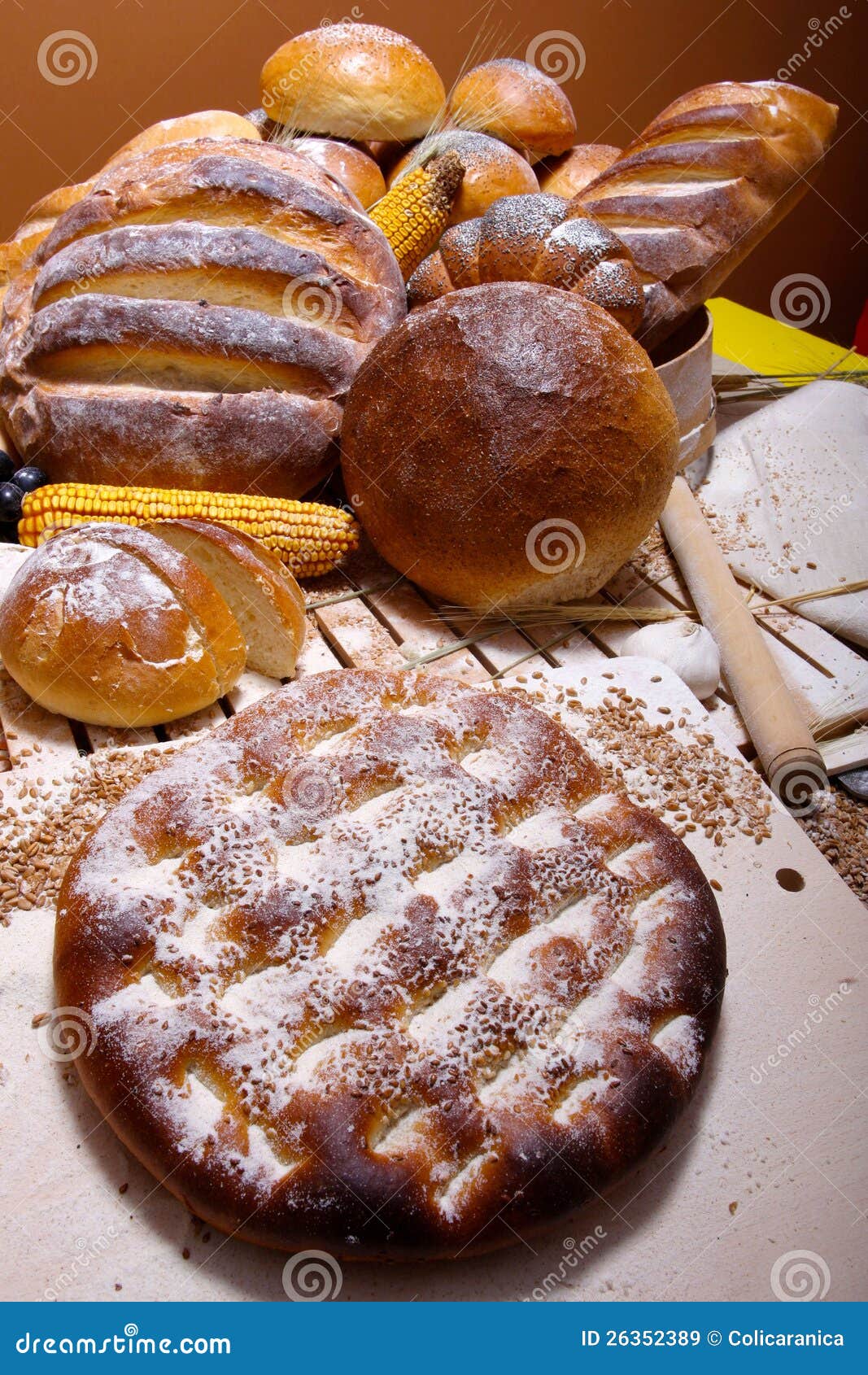 Bread on the table stock image. Image of crop, ingredients - 26352389