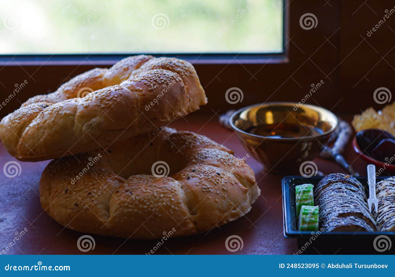 Bread, Tea and Dates, Halva Stock Image - Image of homemade, fresh ...