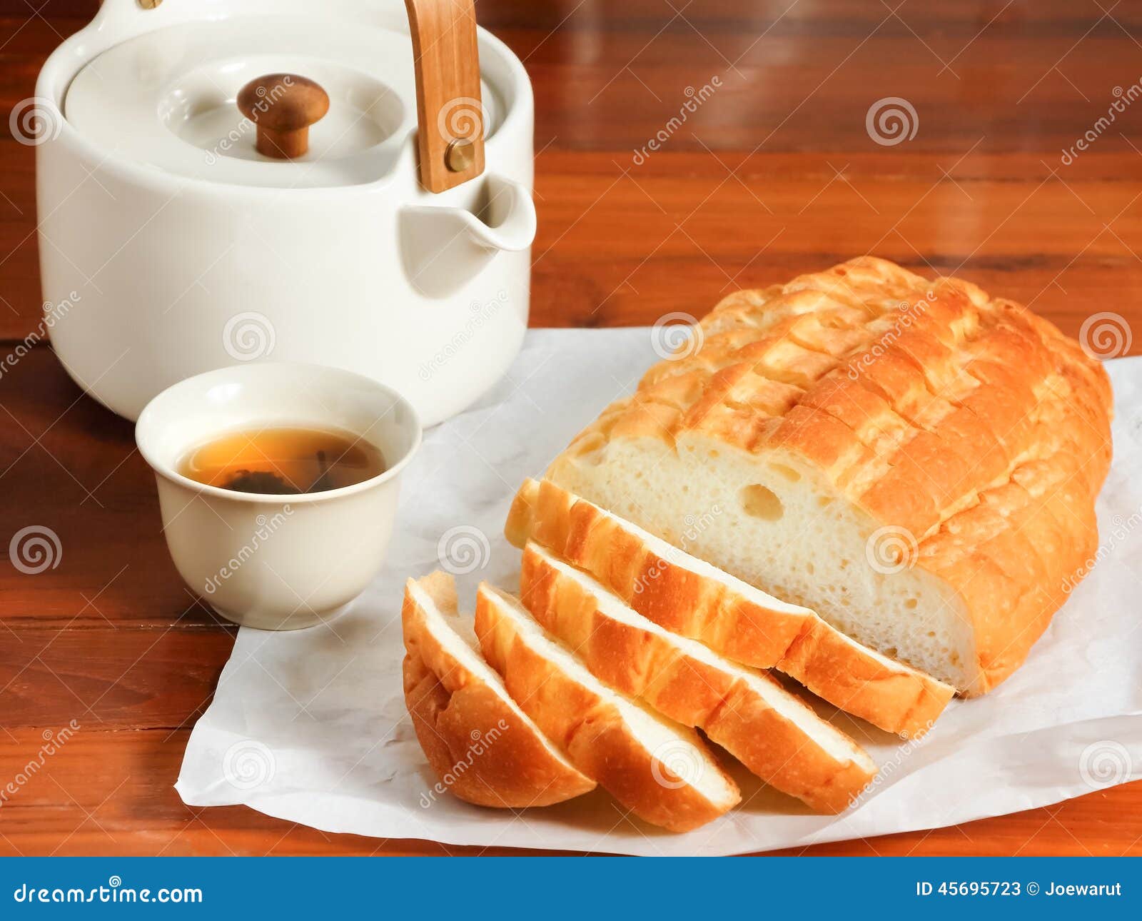 Bread and tea stock image. Image of wheat, white, natural - 45695723