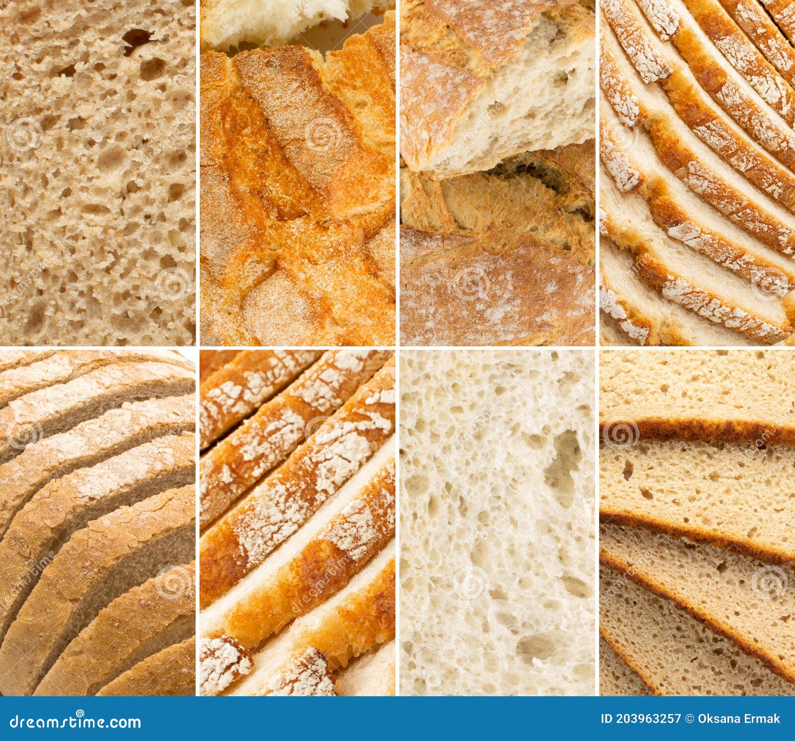 Bread Texture Food Collage, Various Breads Collection Stock Image ...