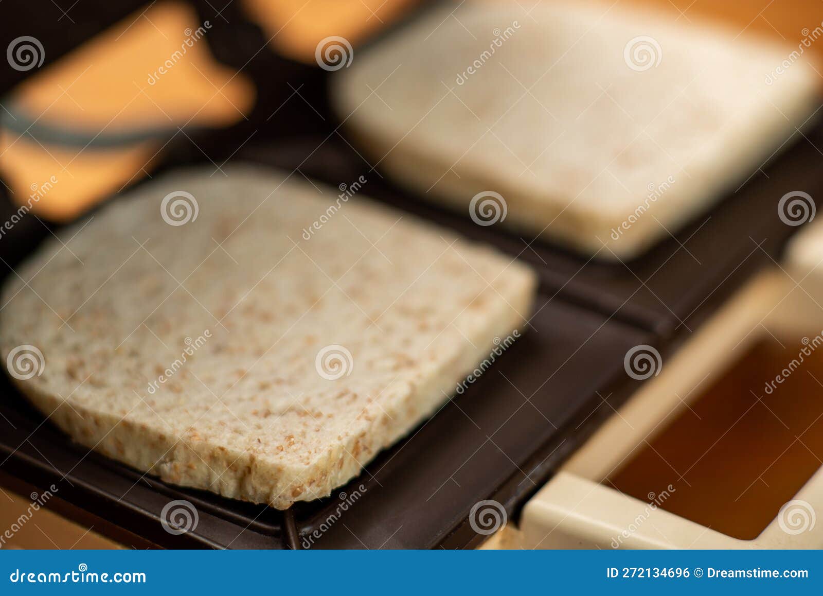 Bread Toasted from Whole Grain Flour on a Sandwich Maker Stock Photo ...