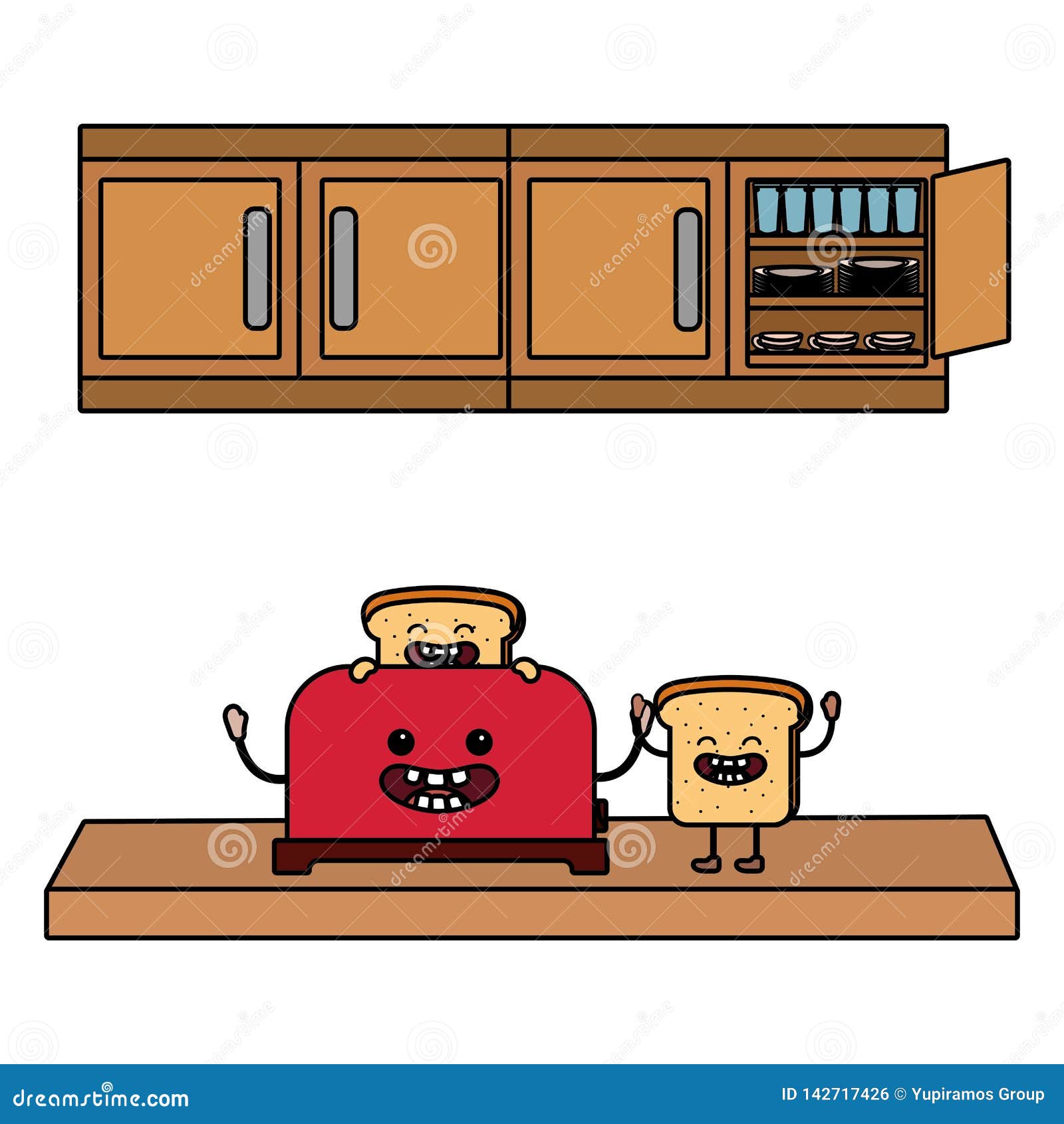 Bread toaster cartoon stock vector. Illustration of lunch - 142717426