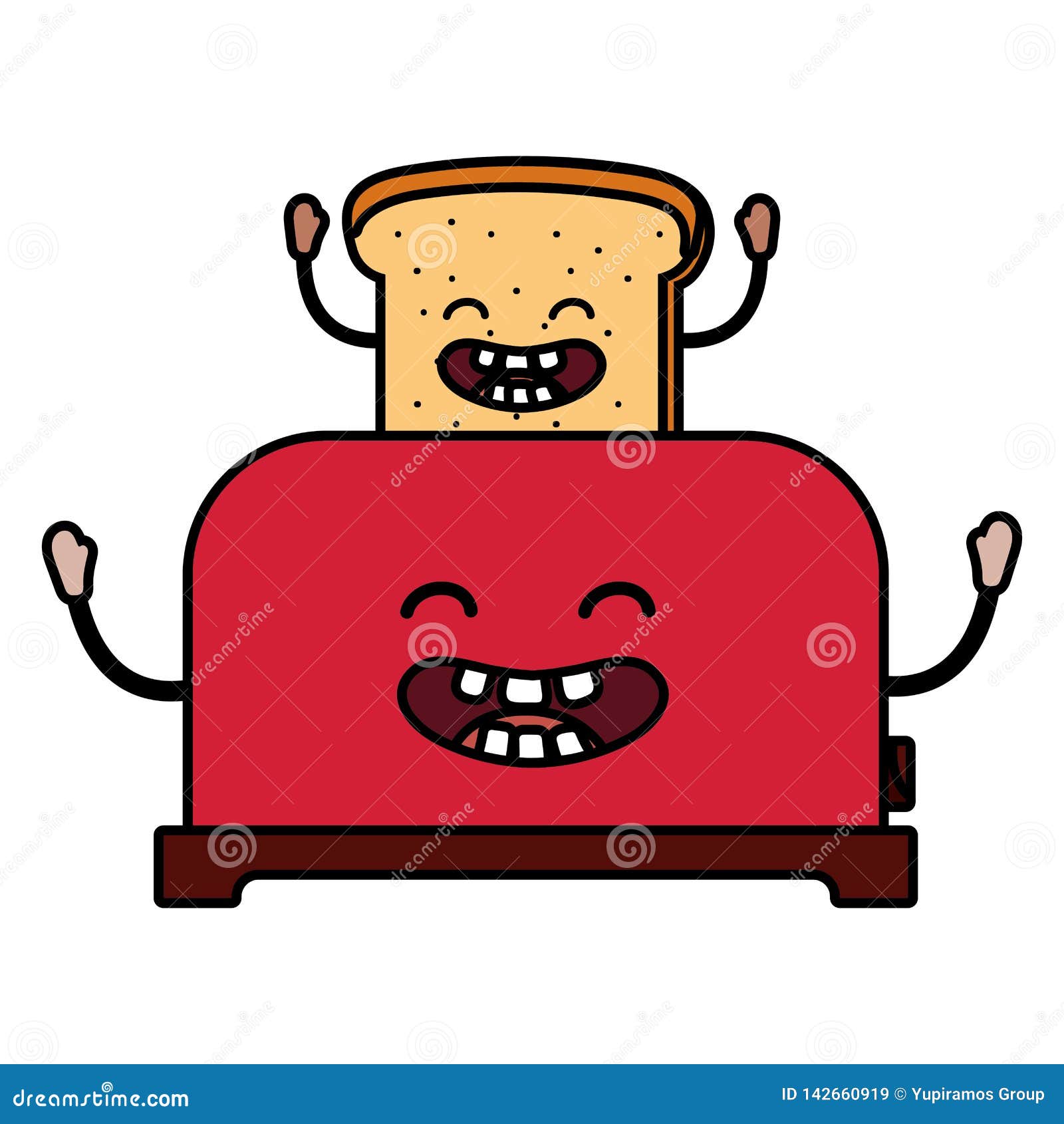 Bread toaster cartoon stock vector. Illustration of cartoon - 142660919