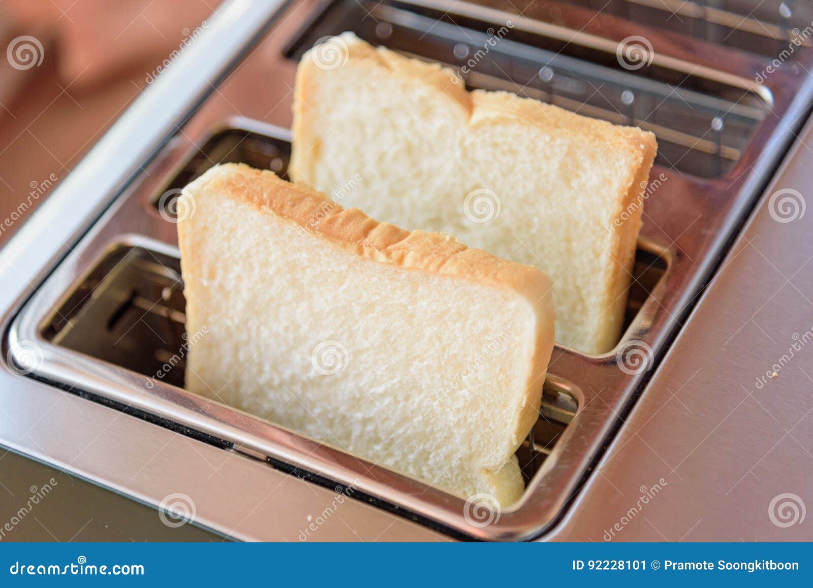 Bread in Toaster stock image. Image of metal, home, tasty - 92228101
