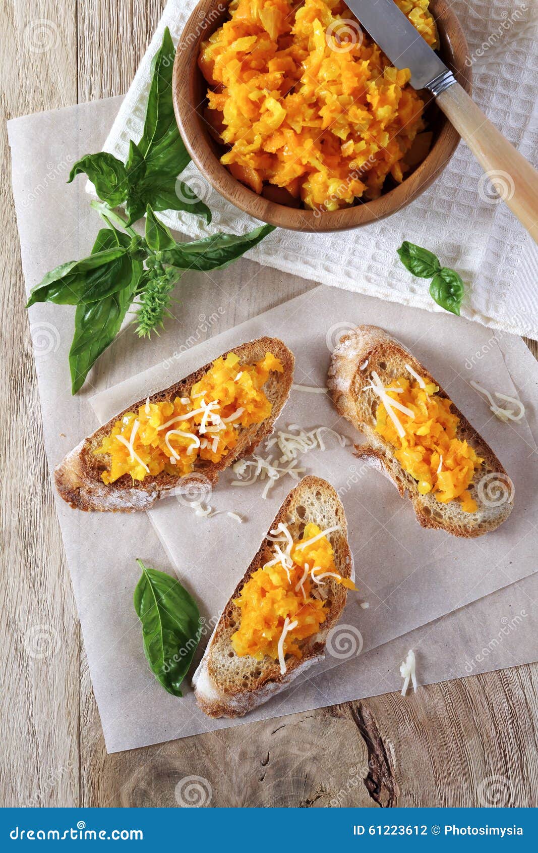 Bread Topped with Carrots and Grated Cheese Stock Photo - Image of ...
