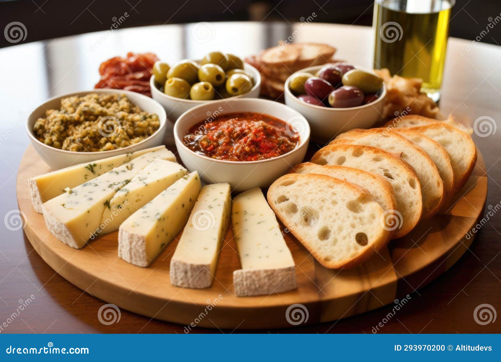 Bread Topped with Varying Tapas Ingredients on a Circular Tray Stock ...