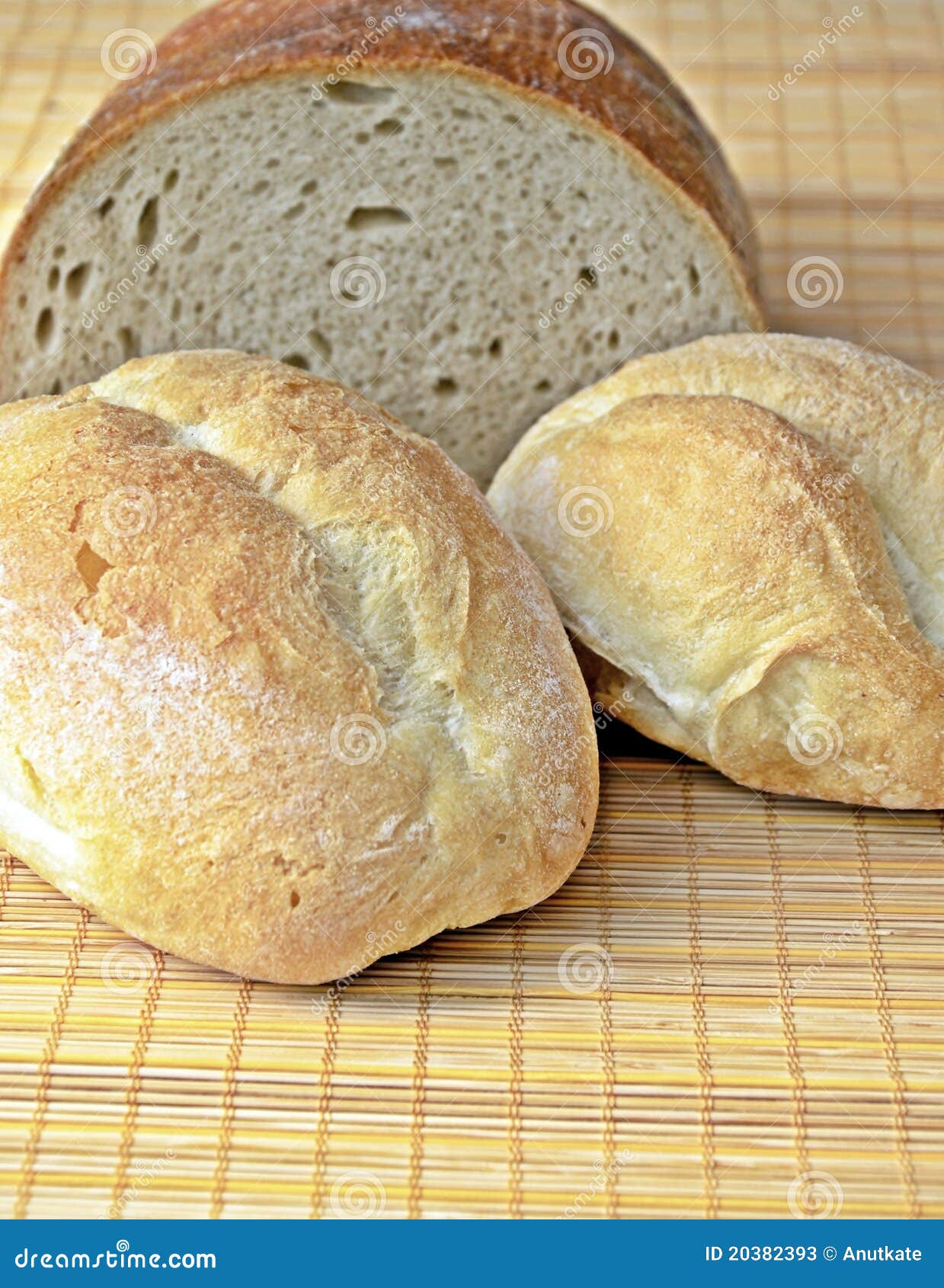 Bread and two rolls stock image. Image of foodstuff, round - 20382393