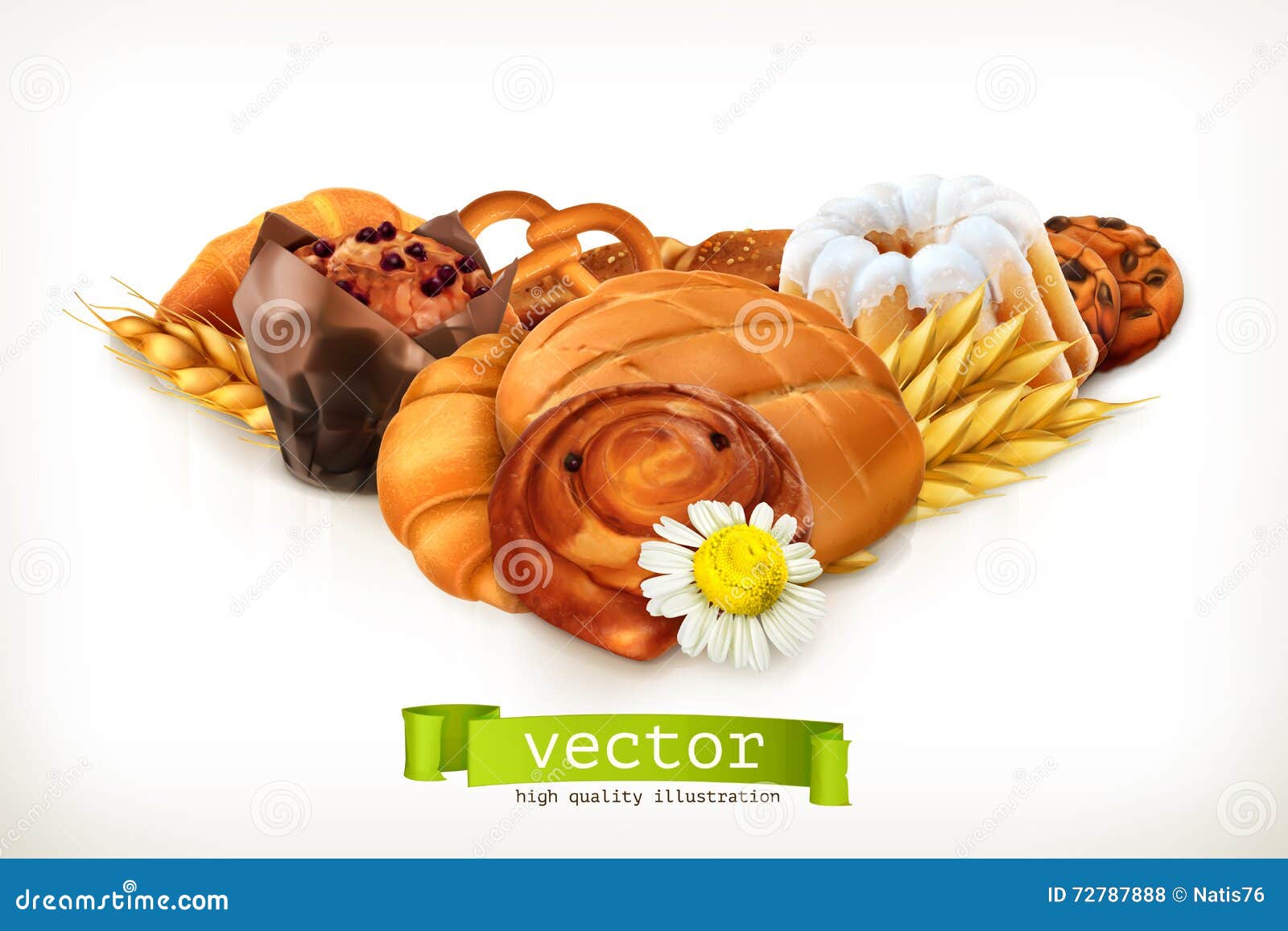 Bread, vector illustration stock vector. Illustration of croissant ...