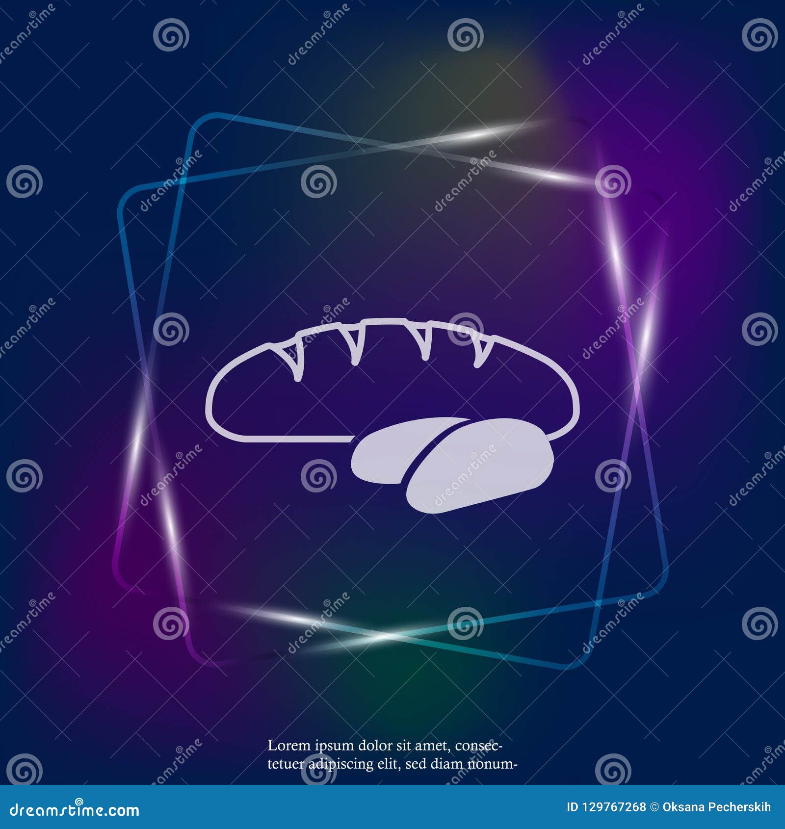 Bread Vector Neon Light Icon. Loaf is Cut into Pieces Stock Vector ...