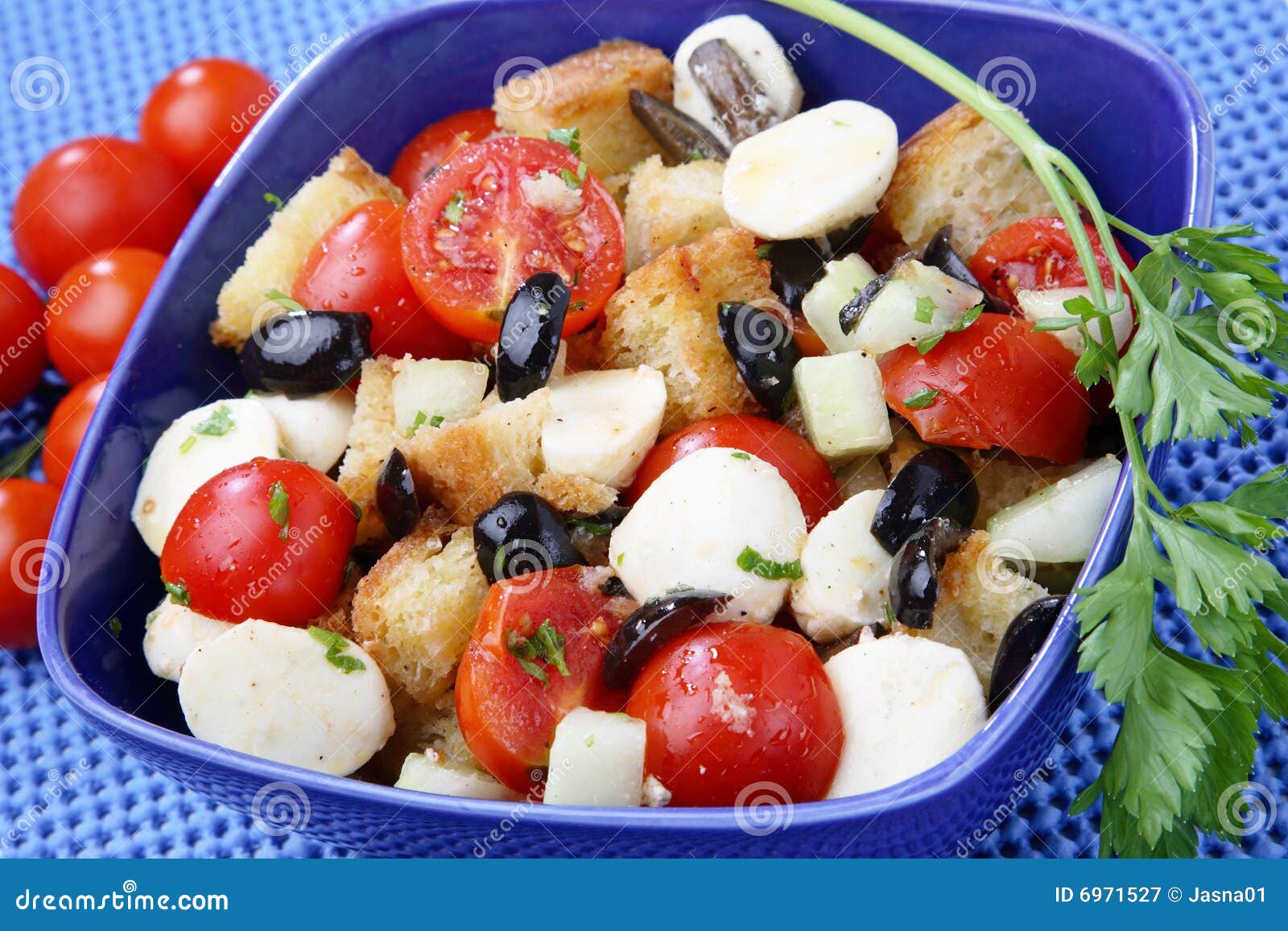 Bread and vegetable salad stock image. Image of parsley - 6971527
