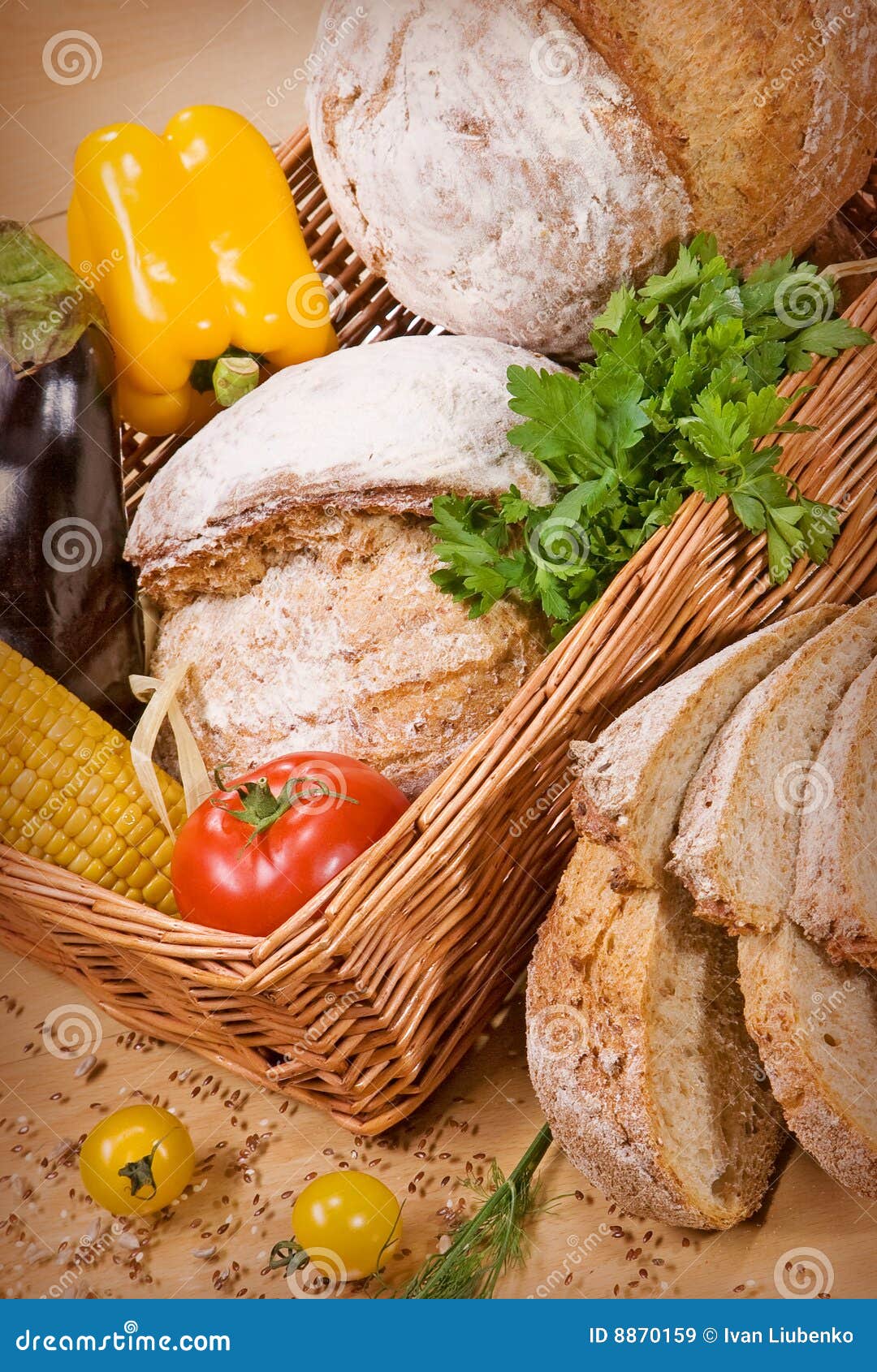 Bread with vegetables stock image. Image of flower, leaf - 8870159