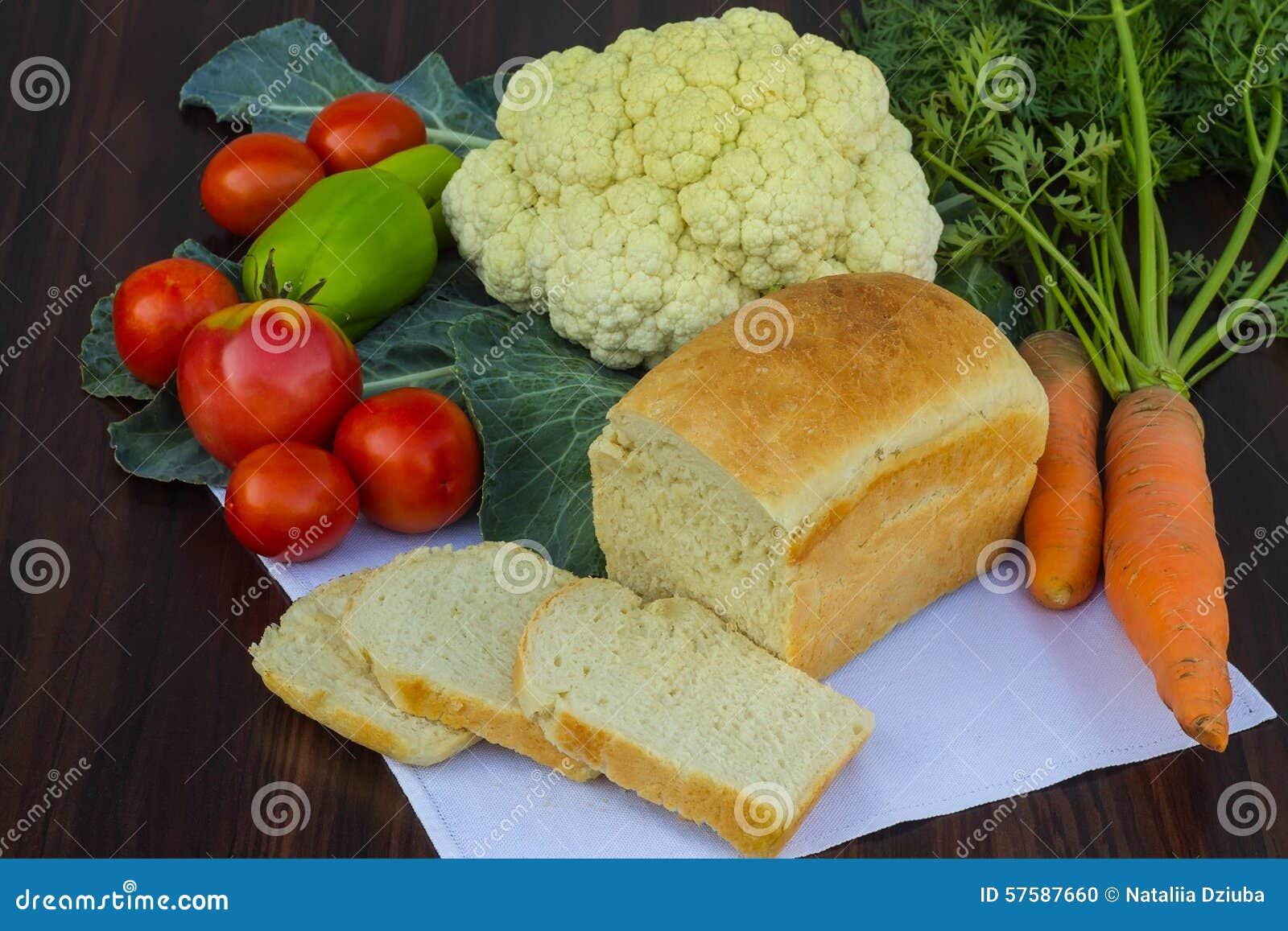 Bread with Vegetables on the Table Stock Photo - Image of gardening ...