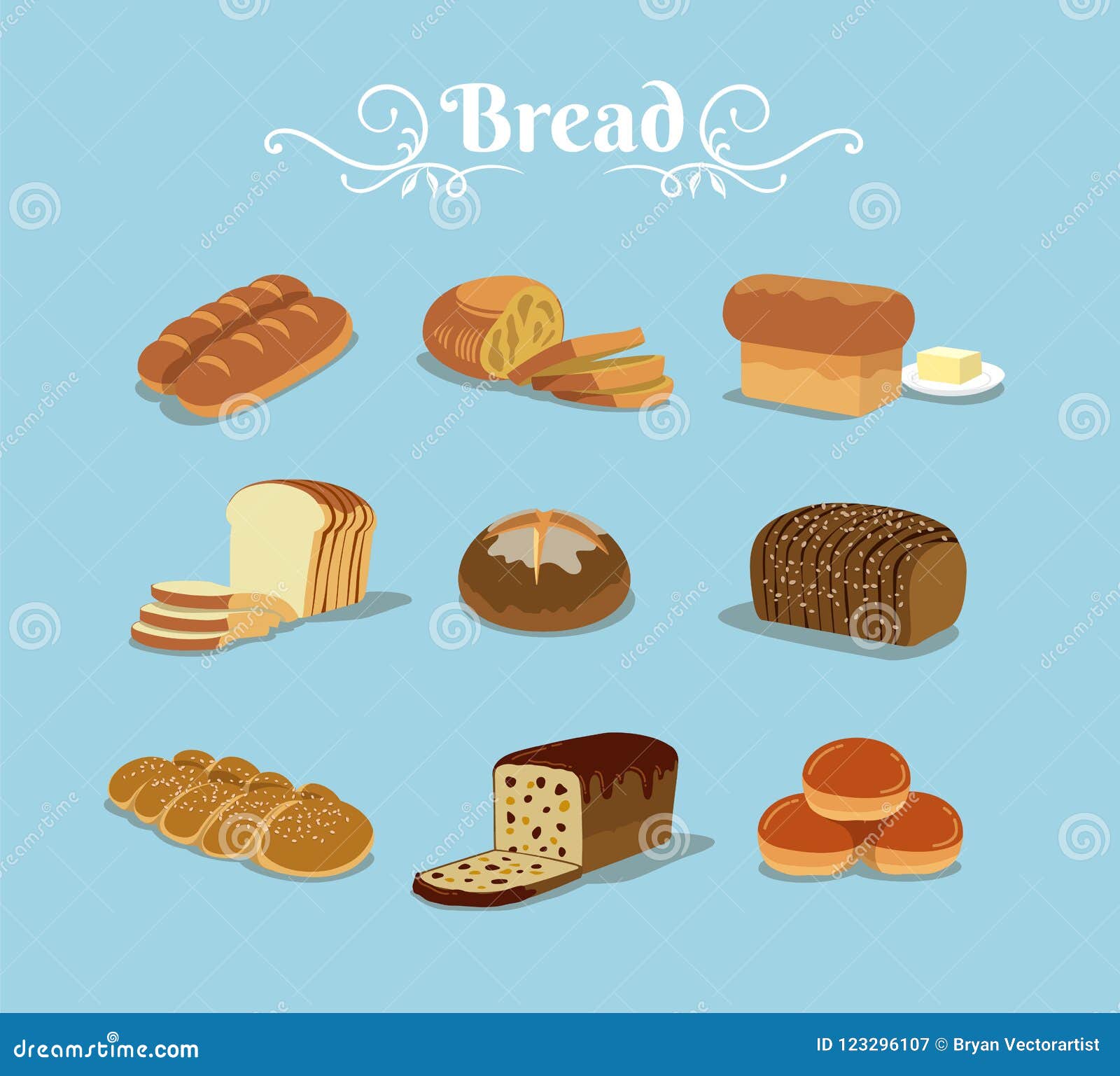 Collection of Minimal Breads in Vector Art Stock Illustration ...