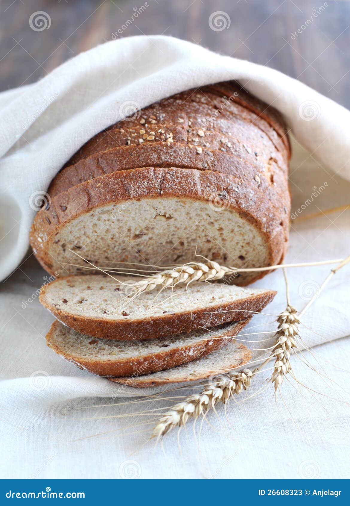 Bread and wheat stock image. Image of fresh, sliced, background - 26608323
