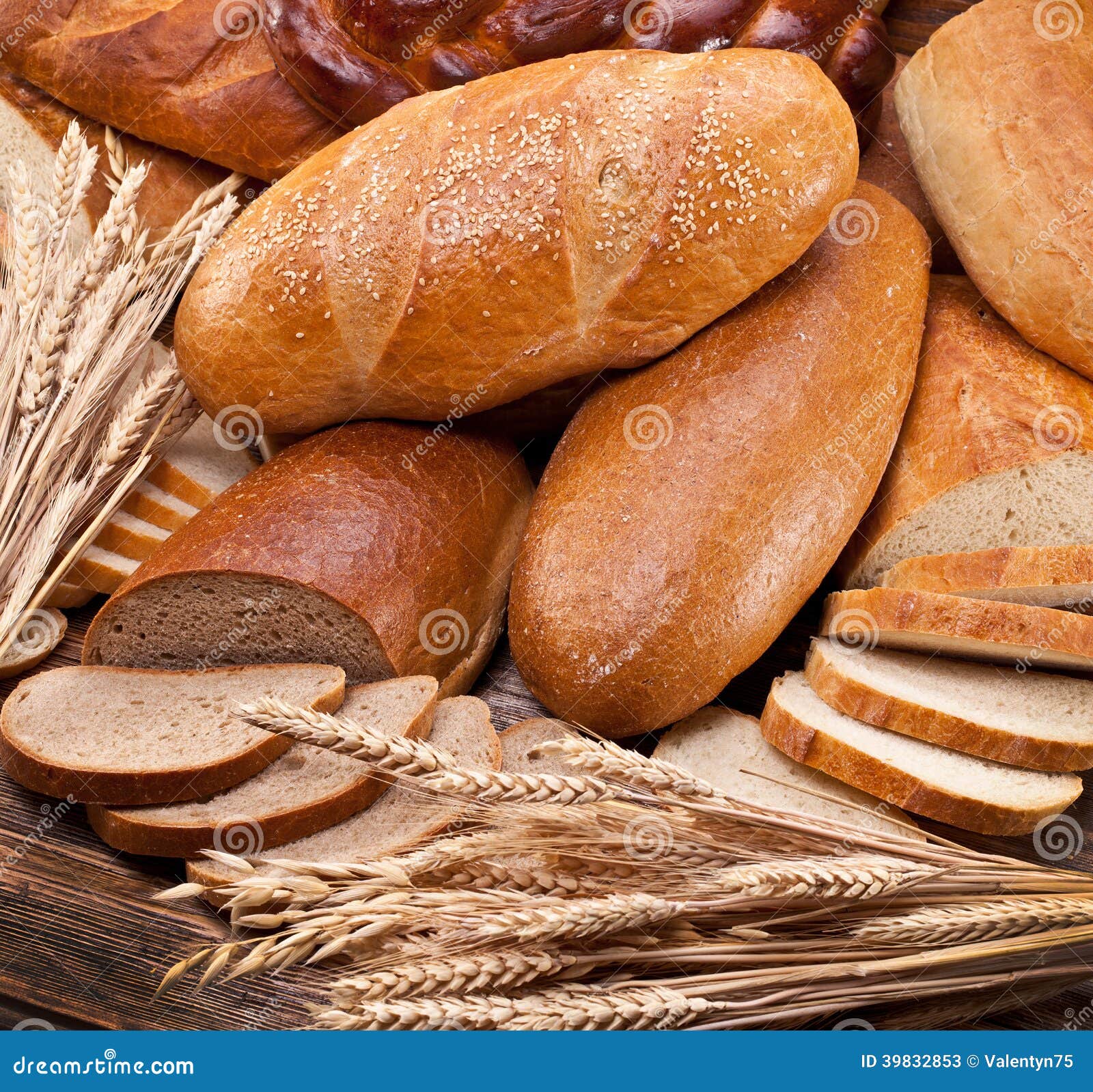 Bread and Wheat. Food Background. Stock Image - Image of cook, burlap ...