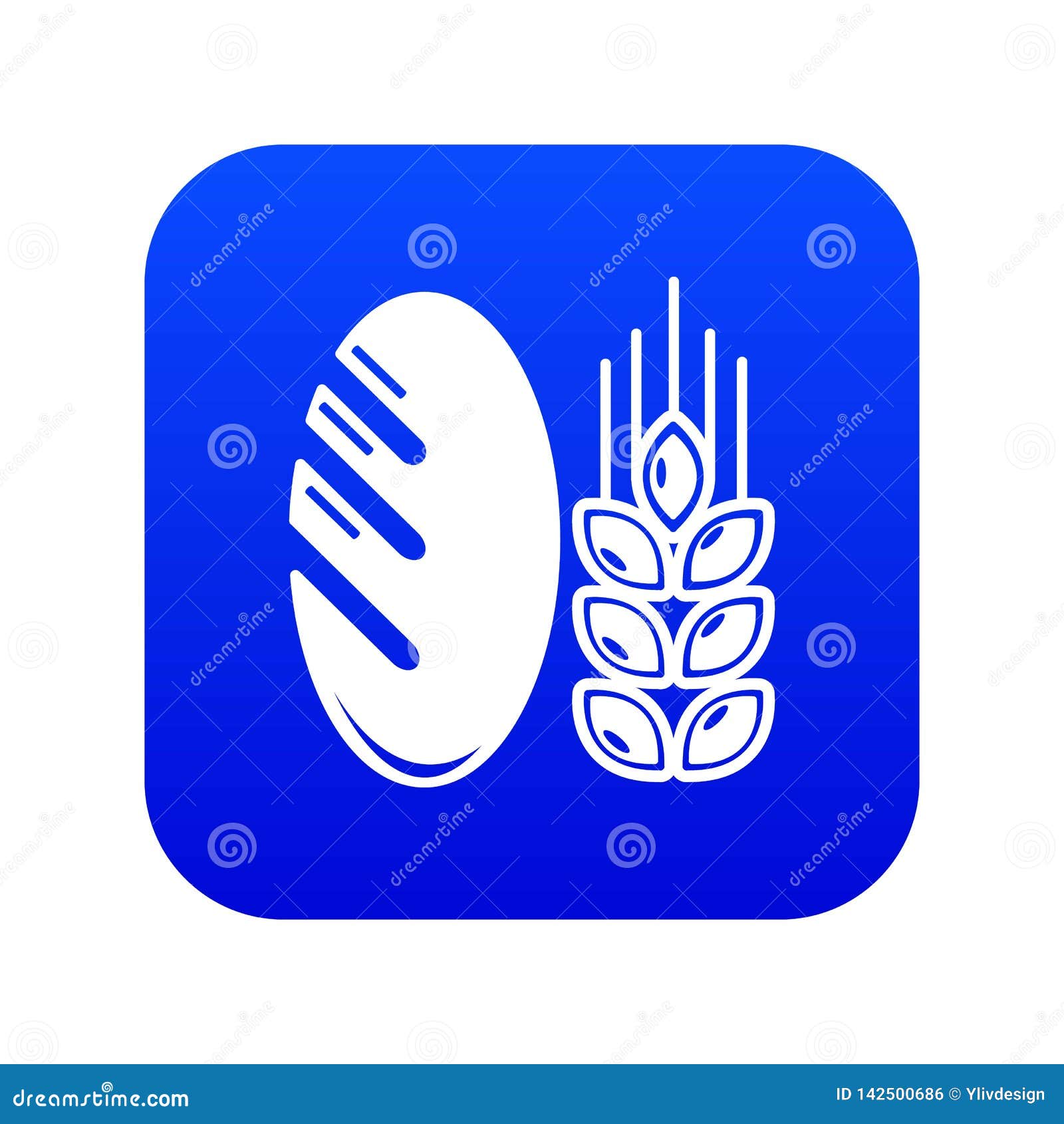 Bread Wheat Icon Blue Vector Stock Vector - Illustration of nutrition ...