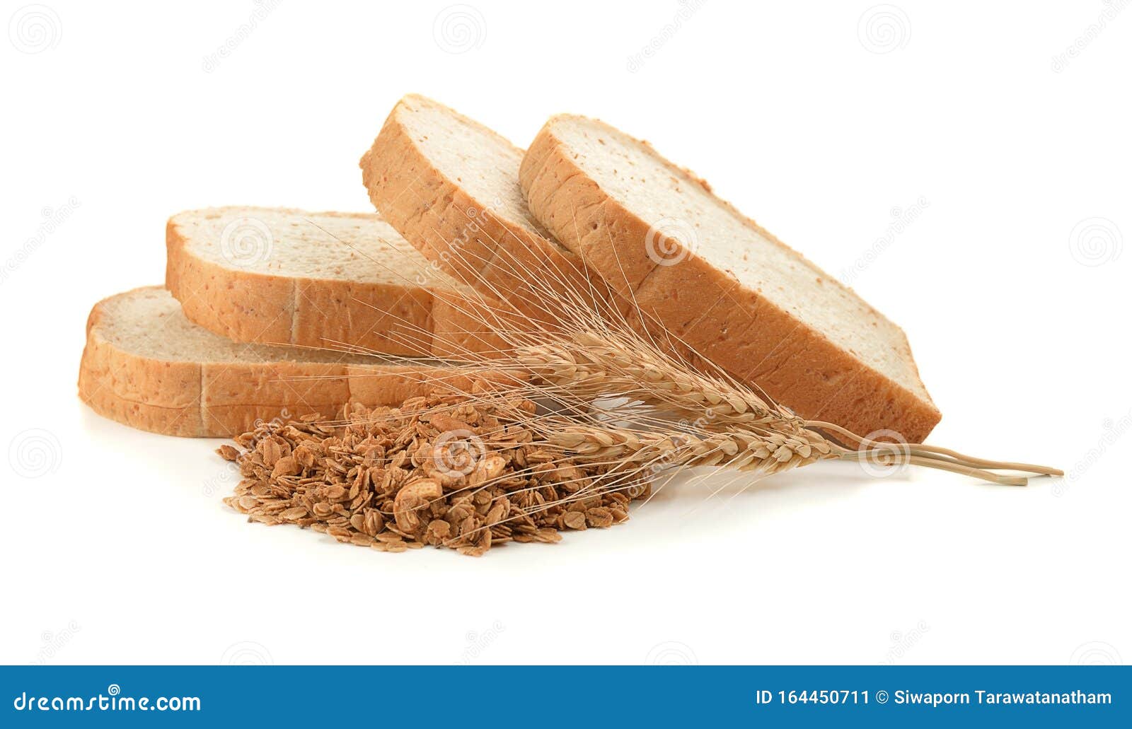 Bread and Wheat Isolated on White Background Stock Image - Image of ...