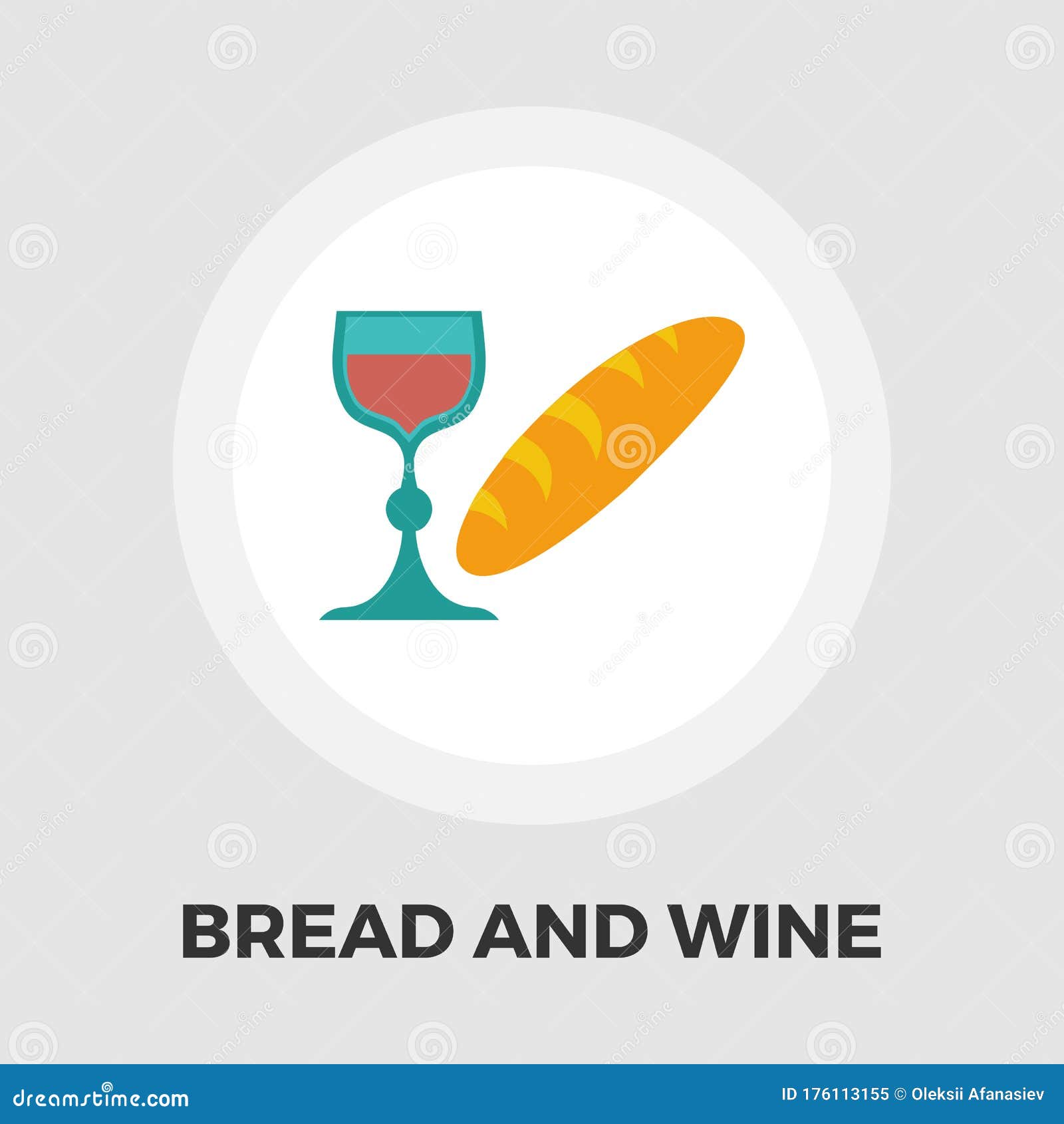 Bread and wine flat icon stock vector. Illustration of jesus - 176113155
