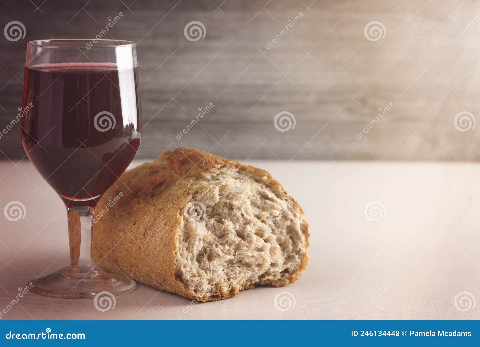 The Bread and Wine for Holy Communion on a Table Stock Photo - Image of ...