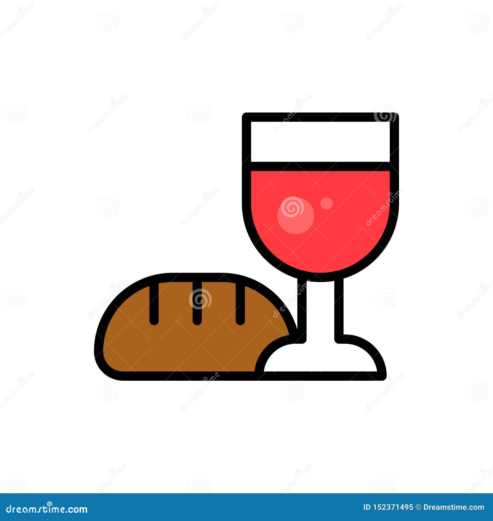 Bread and Wine Vector, Easter Filled Icon Editable Stroke Stock Vector ...