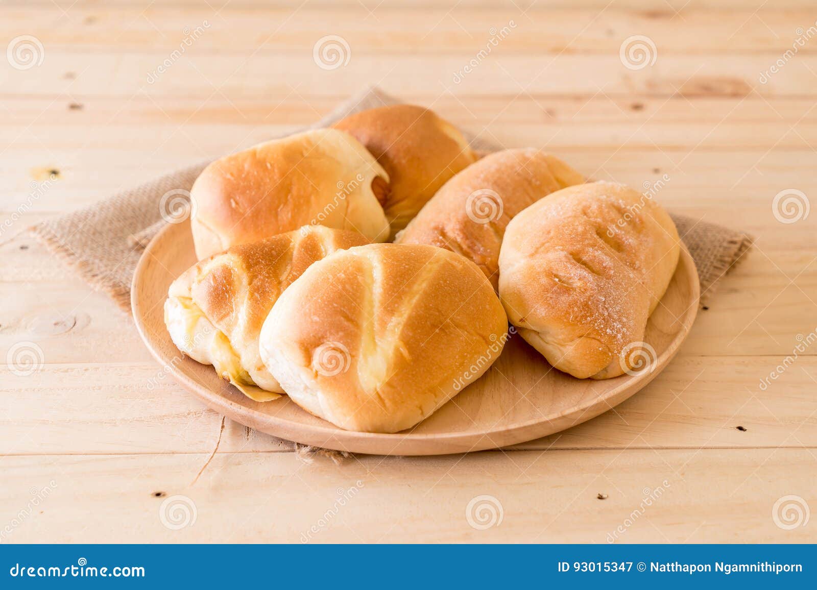 Bread in wood plate stock image. Image of butter, loaf - 93015347