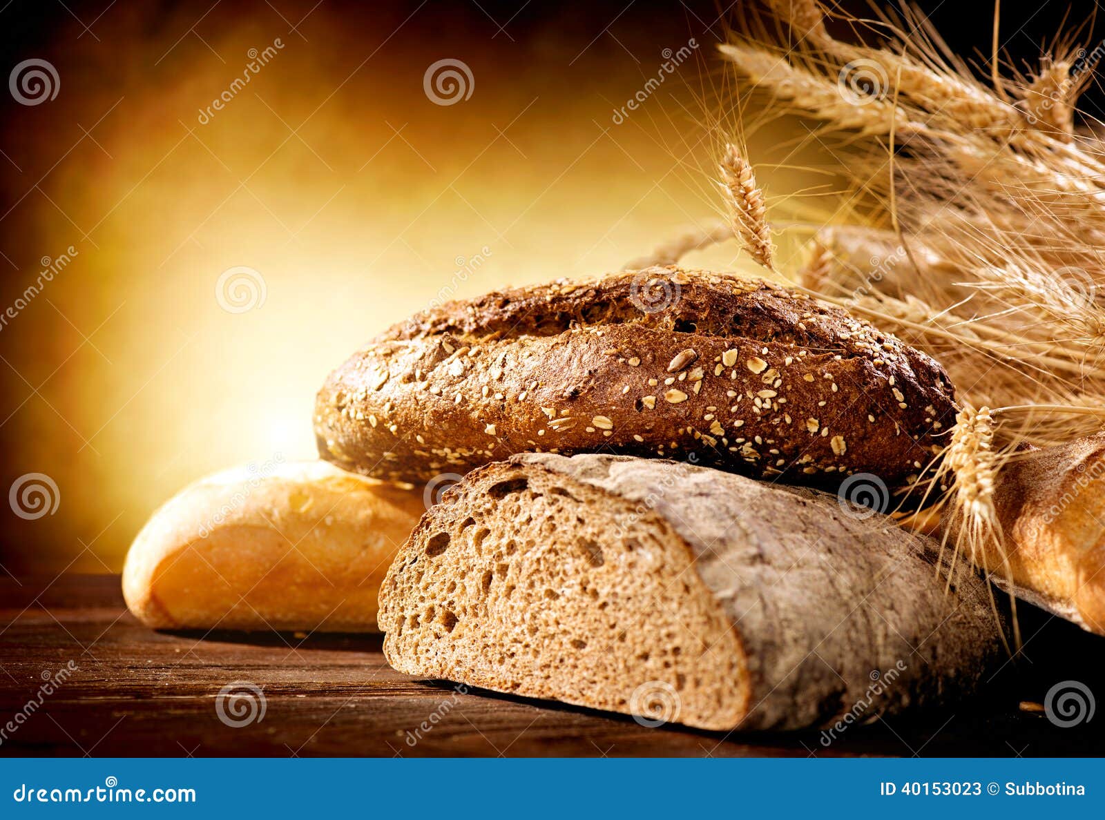 Bread on a Wooden Table stock image. Image of healthy - 40153023