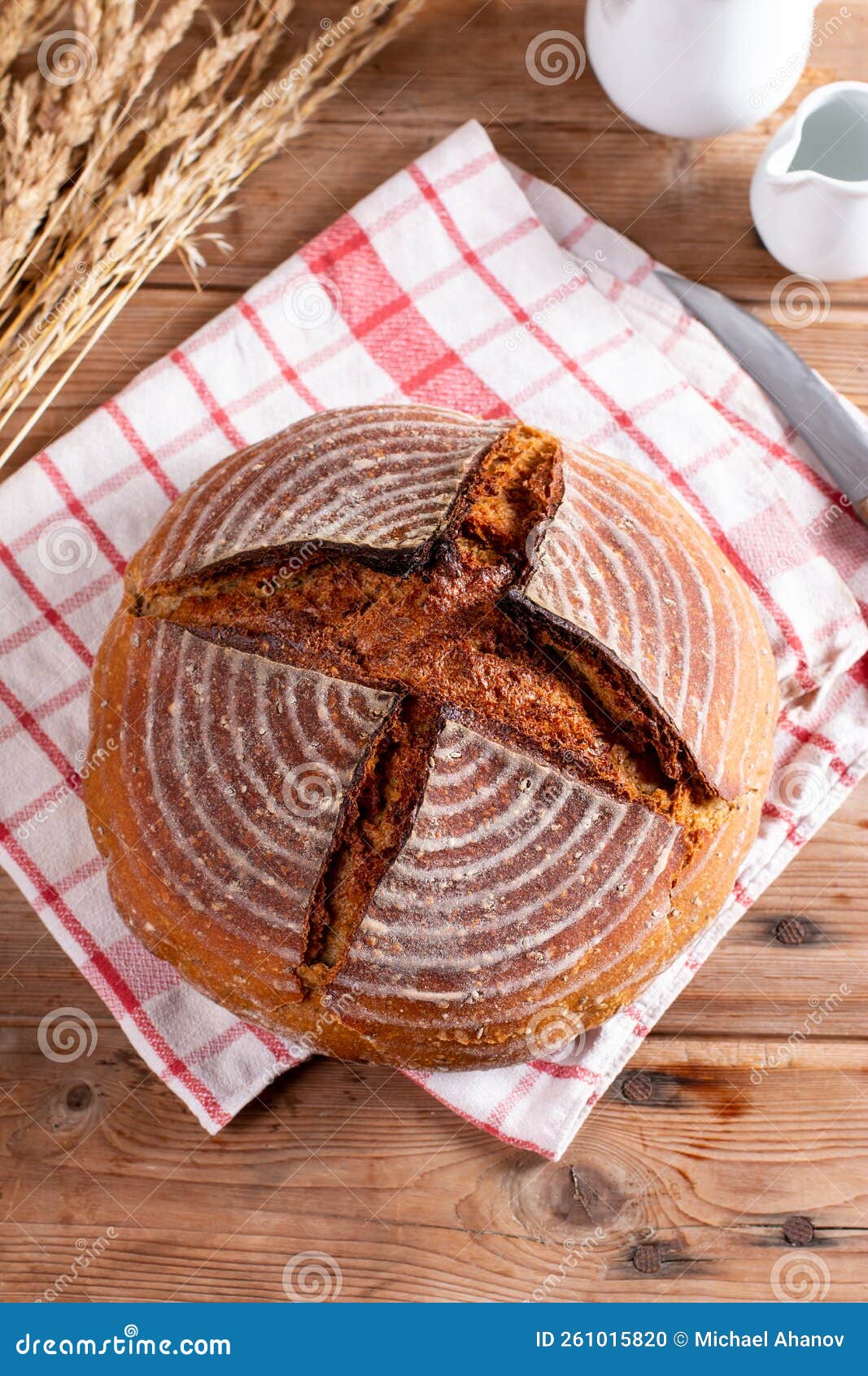 Bread on Wooden Table. Whole-grain Rye Bread Stock Photo - Image of ...