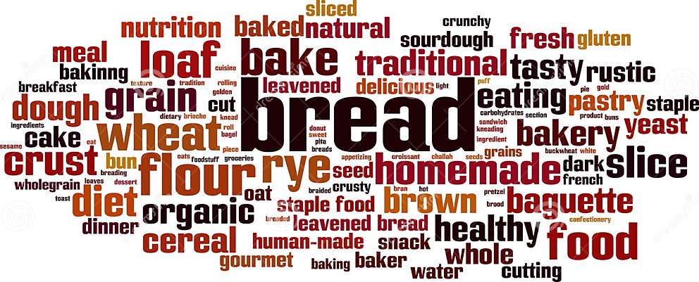 Bread word cloud stock vector. Illustration of water - 285414772