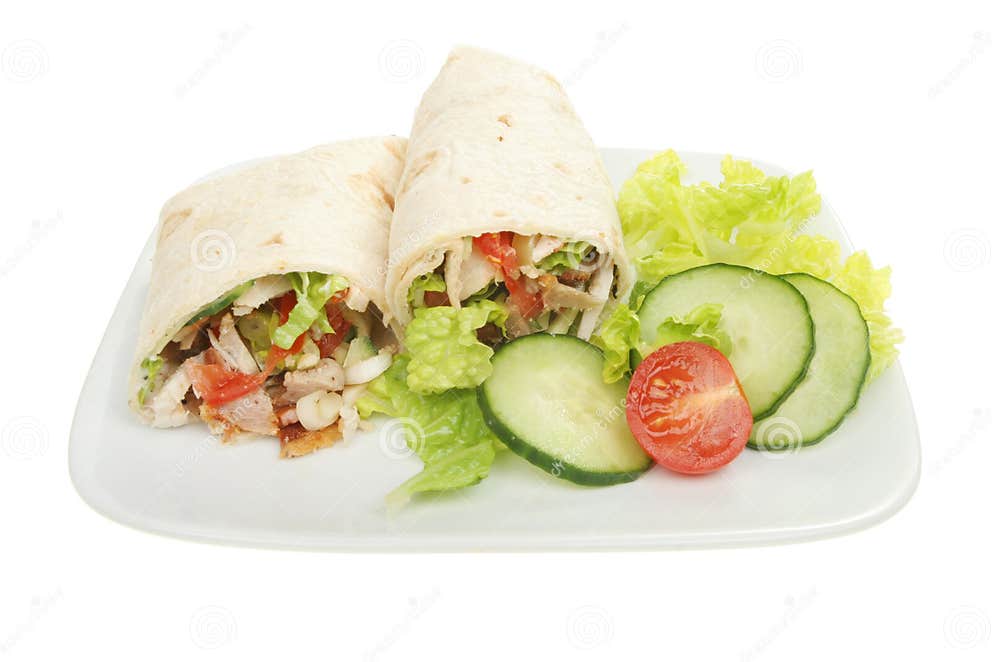 Bread wraps and salad stock image. Image of plate, white - 14947195