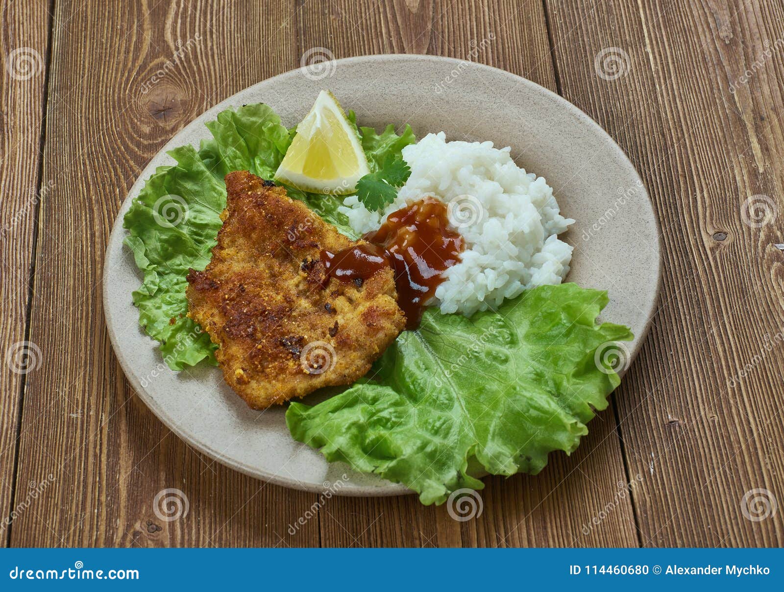 Breaded Beef Steak stock photo. Image of salad, food - 114460680