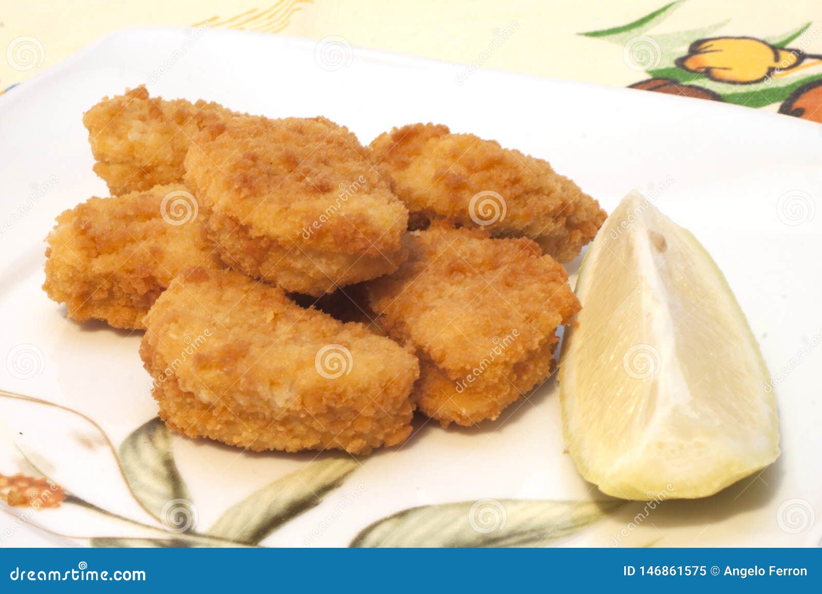 Breaded Chicken Nuggets with Packaging Stock Image - Image of pulp ...