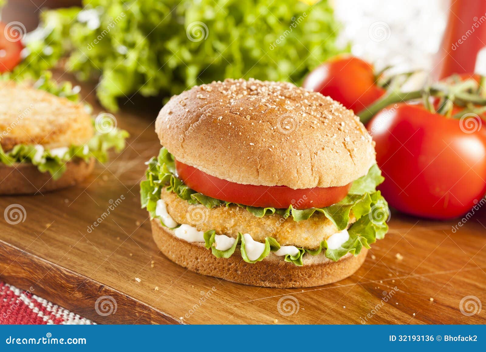 Breaded Chicken Patty Sandwich on a Bun Stock Photo - Image of organic ...