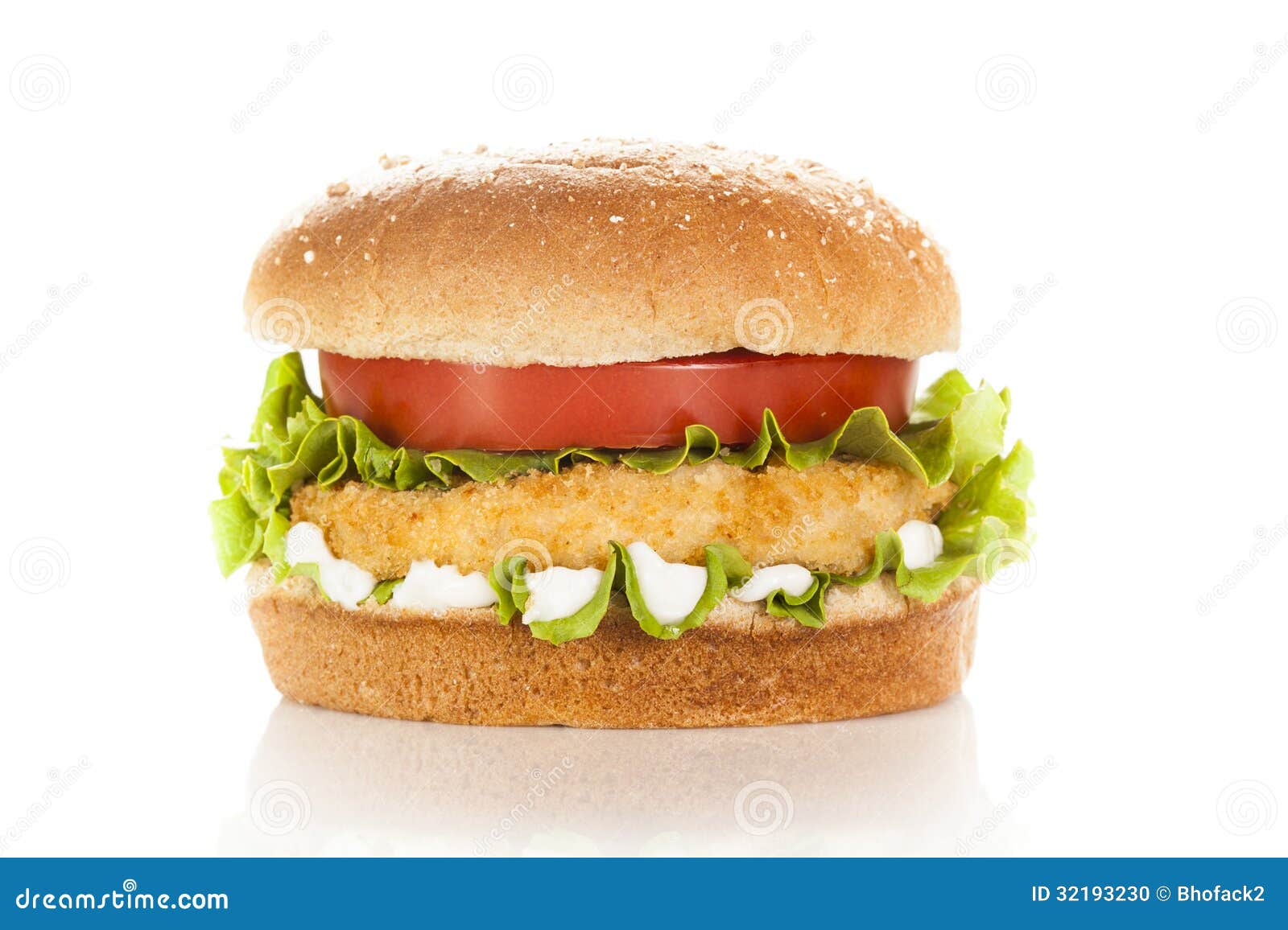 Breaded Chicken Patty Sandwich on a Bun Stock Photo - Image of organic ...